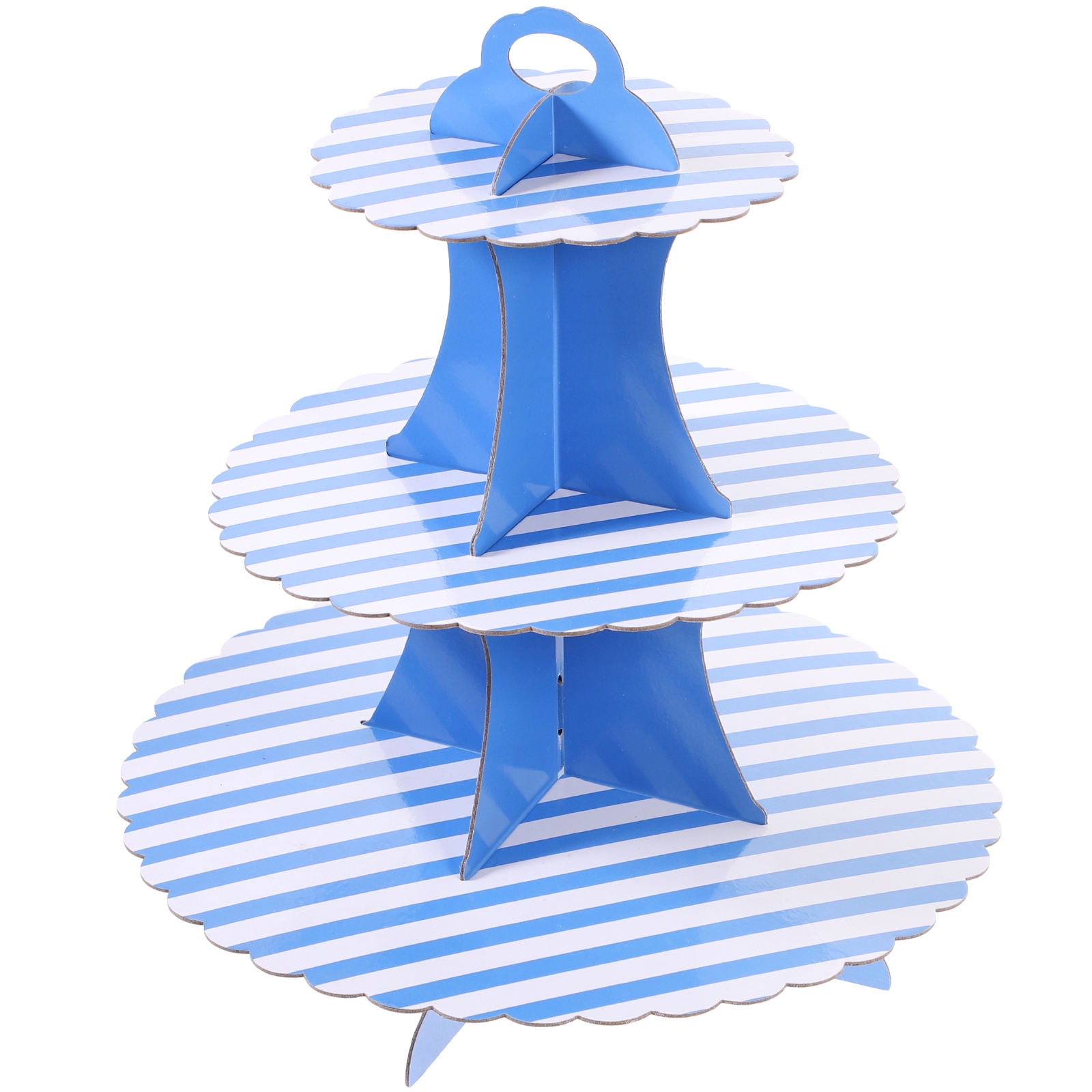 DEEPCRAFF 1 Set 3-Tiered Cupcake Stand Blue Paper Food Display for ...