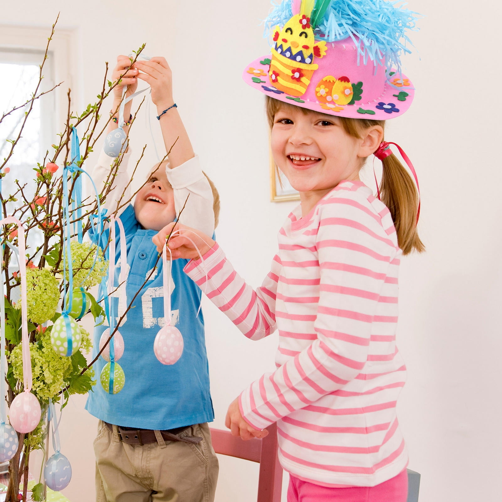 DEEPCRAFF 1 Set Easter Bonnet Kit Easter DIY Craft Set Kids Make Your Own Bonnet Hat Chicks Eggs ...