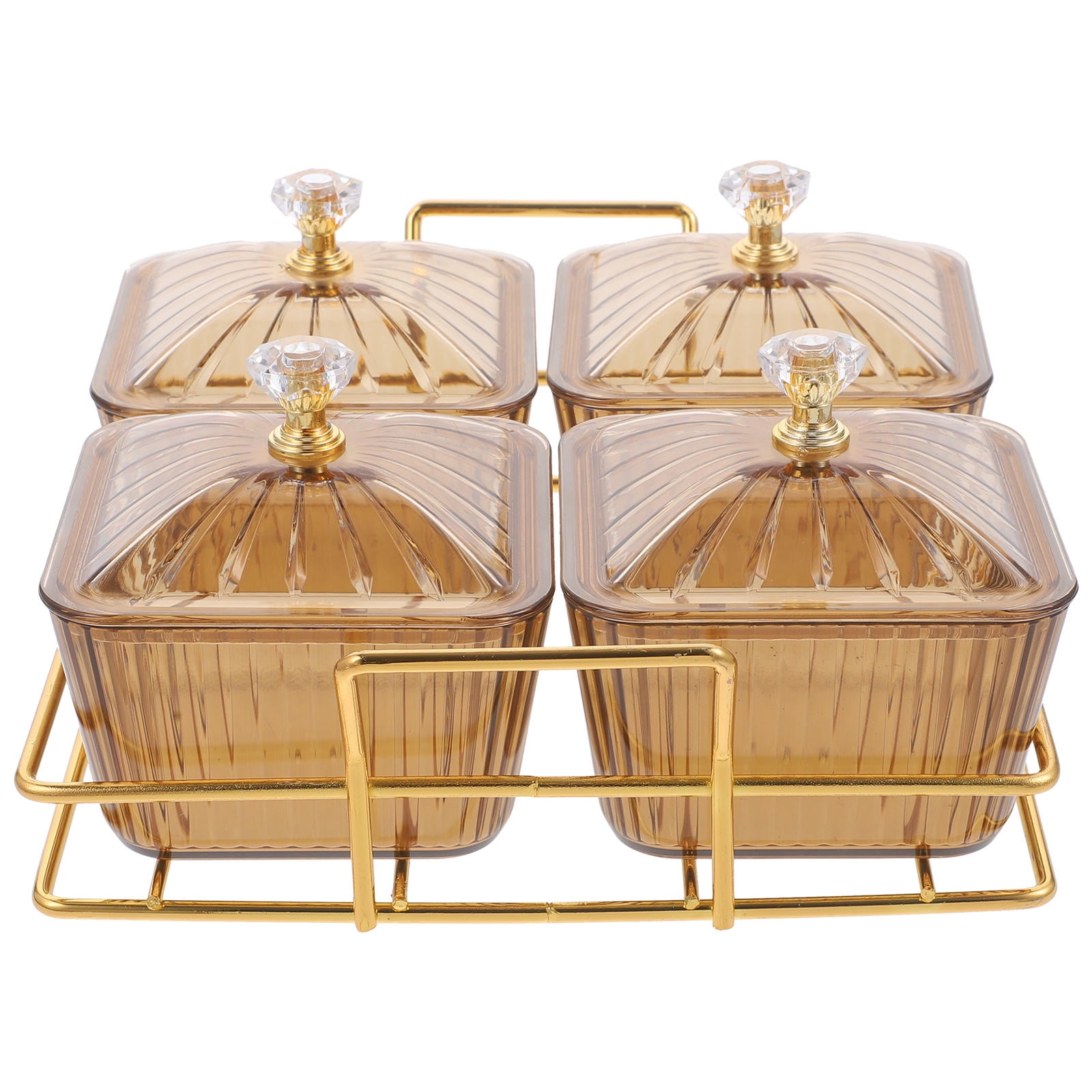 DEEPCRAFF 1 Set Golden Iron Snacks Dish With Tray For Home Gathering ...