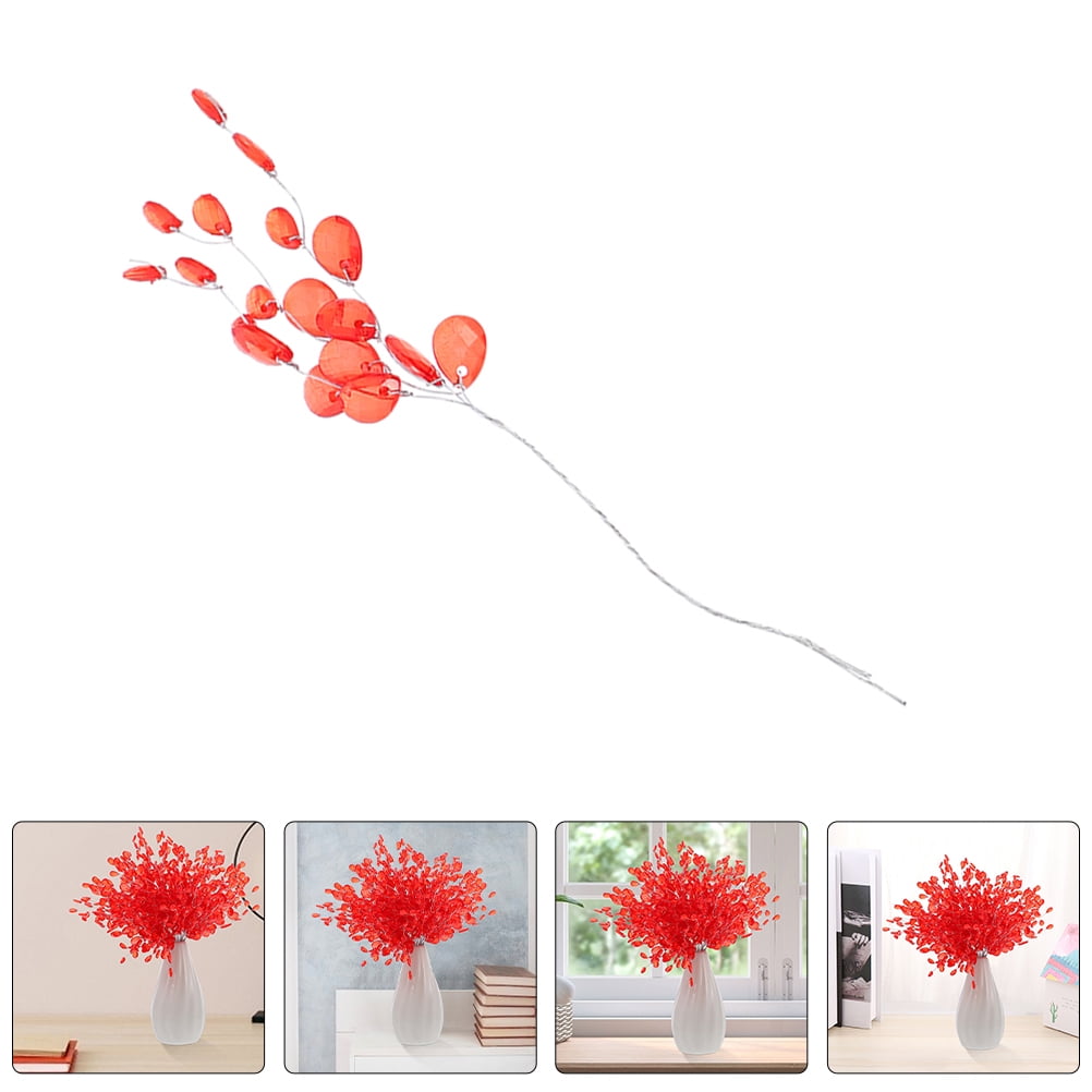 DEEPCRAFF 100 Stems Artificial Flowers Indoor Red Acrylic Drop Shape ...