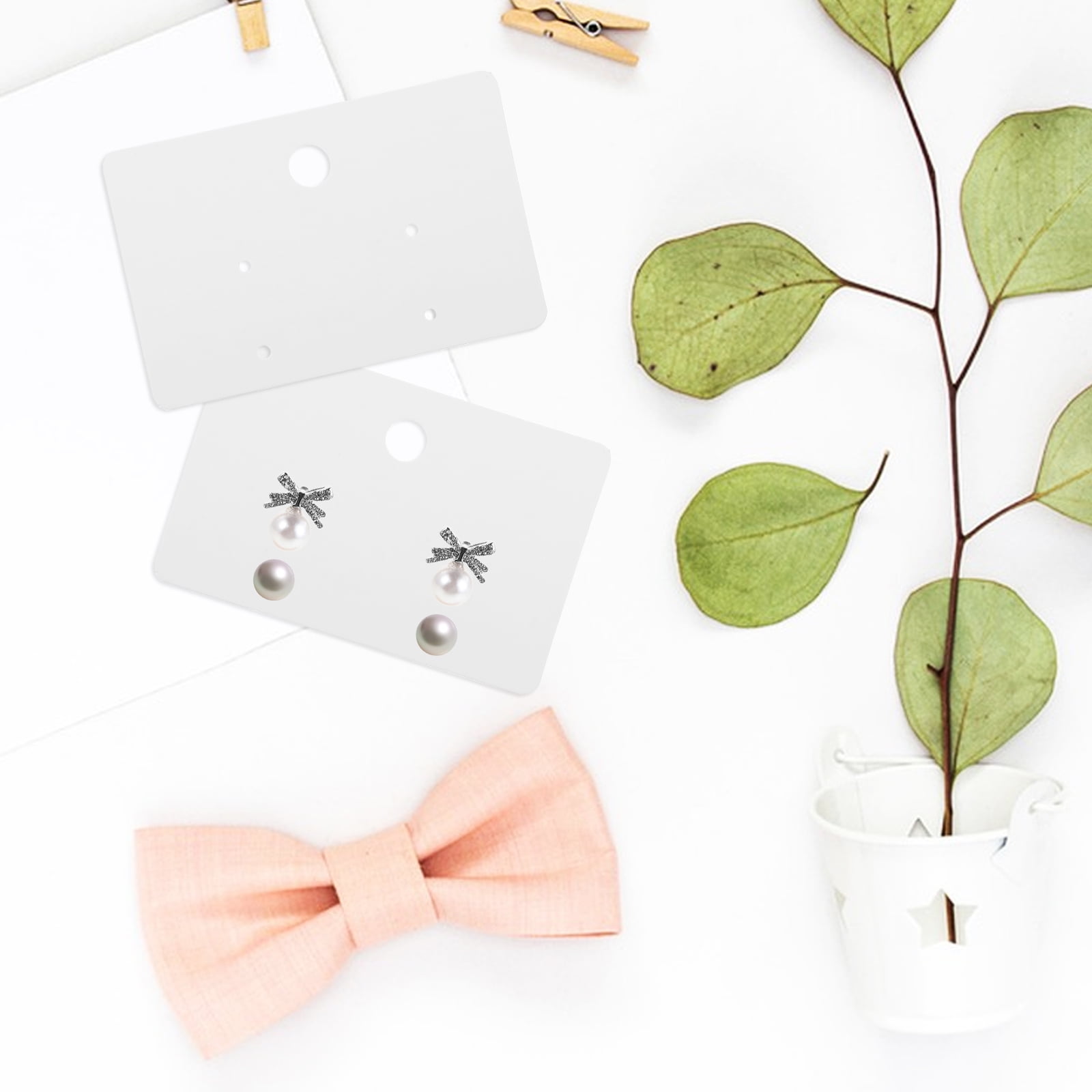 DEEPCRAFF 100Pcs White Earring Display Cards Jewelry Paper Card for ...