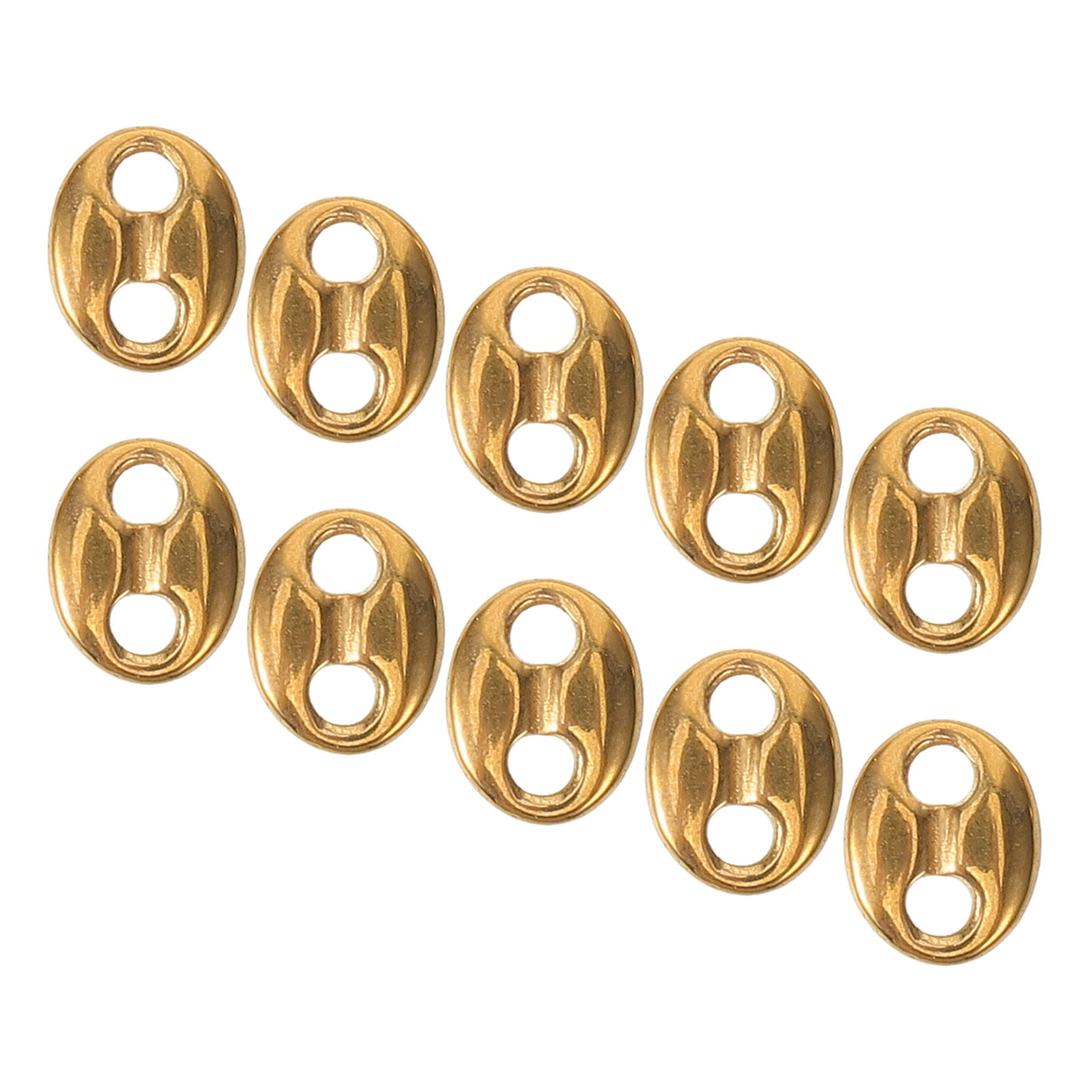 DEEPCRAFF 10Pack Metal Spacer Beads Double Oval Shape Golden Color for ...