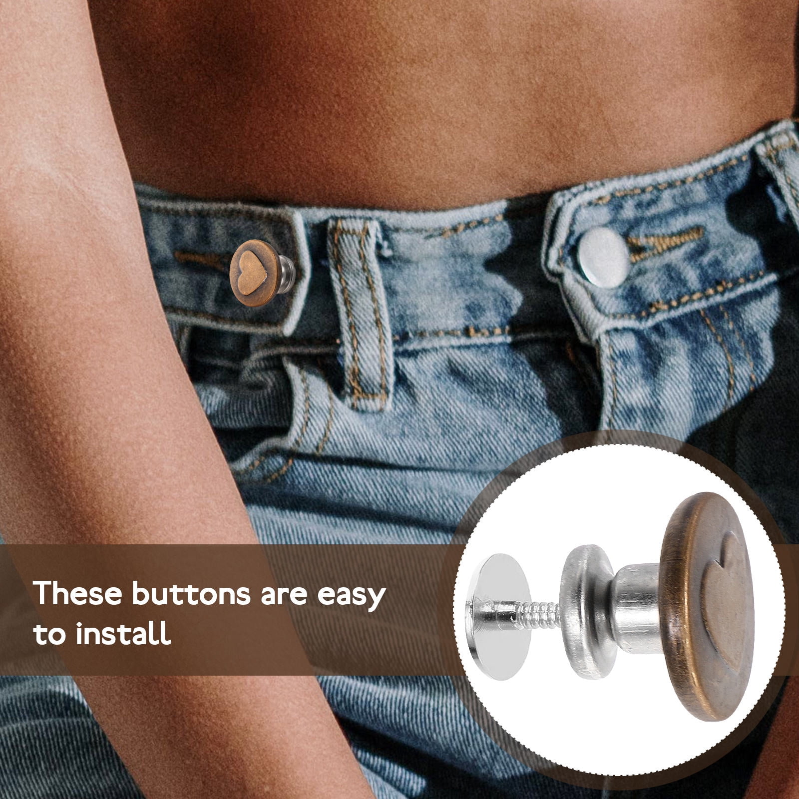 DEEPCRAFF 10Pcs Metal Jeans Buttons Replacement for Pants Stable Fit No ...