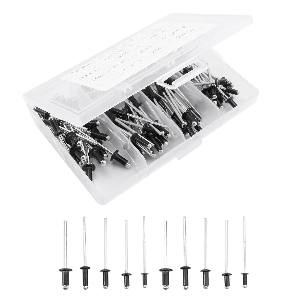 DEEPCRAFF 120 Pcs Set of Round Headed Aluminum Blind Rivets for Car ...