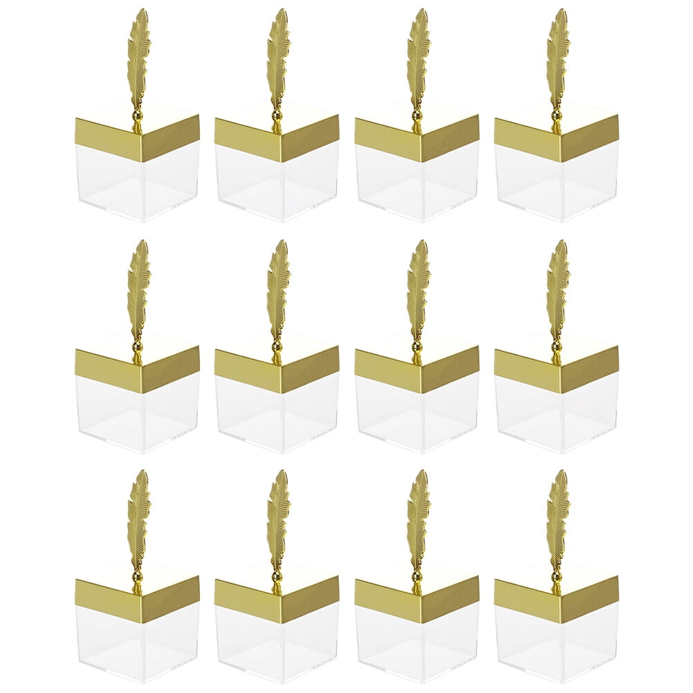 DEEPCRAFF 12Pcs Candy Containers with Golden Square Shape for Holding ...