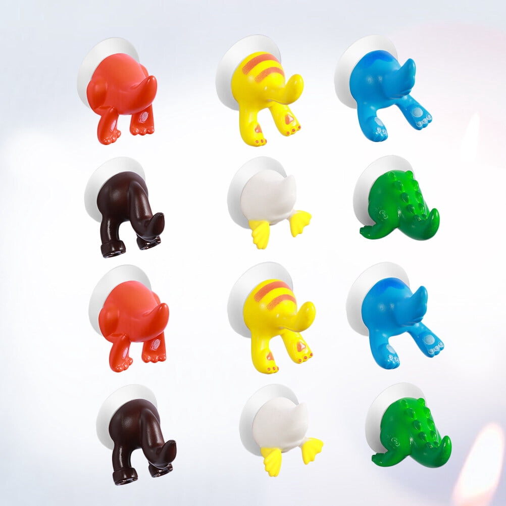 DEEPCRAFF 12pcs Assorted Color Animal Tail Suction Hooks for Easy ...