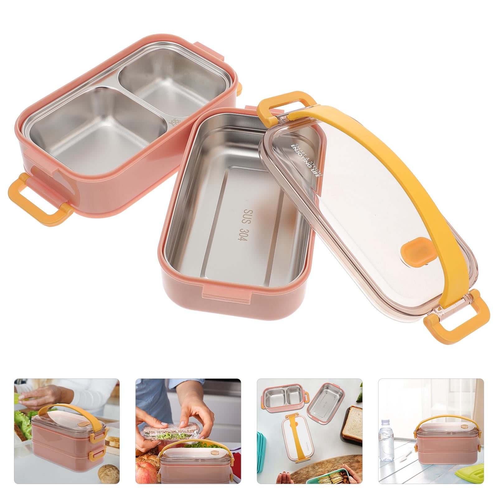 DEEPCRAFF 14Pcs Meal Prep Container Pink Plastic Heat Retention For ...