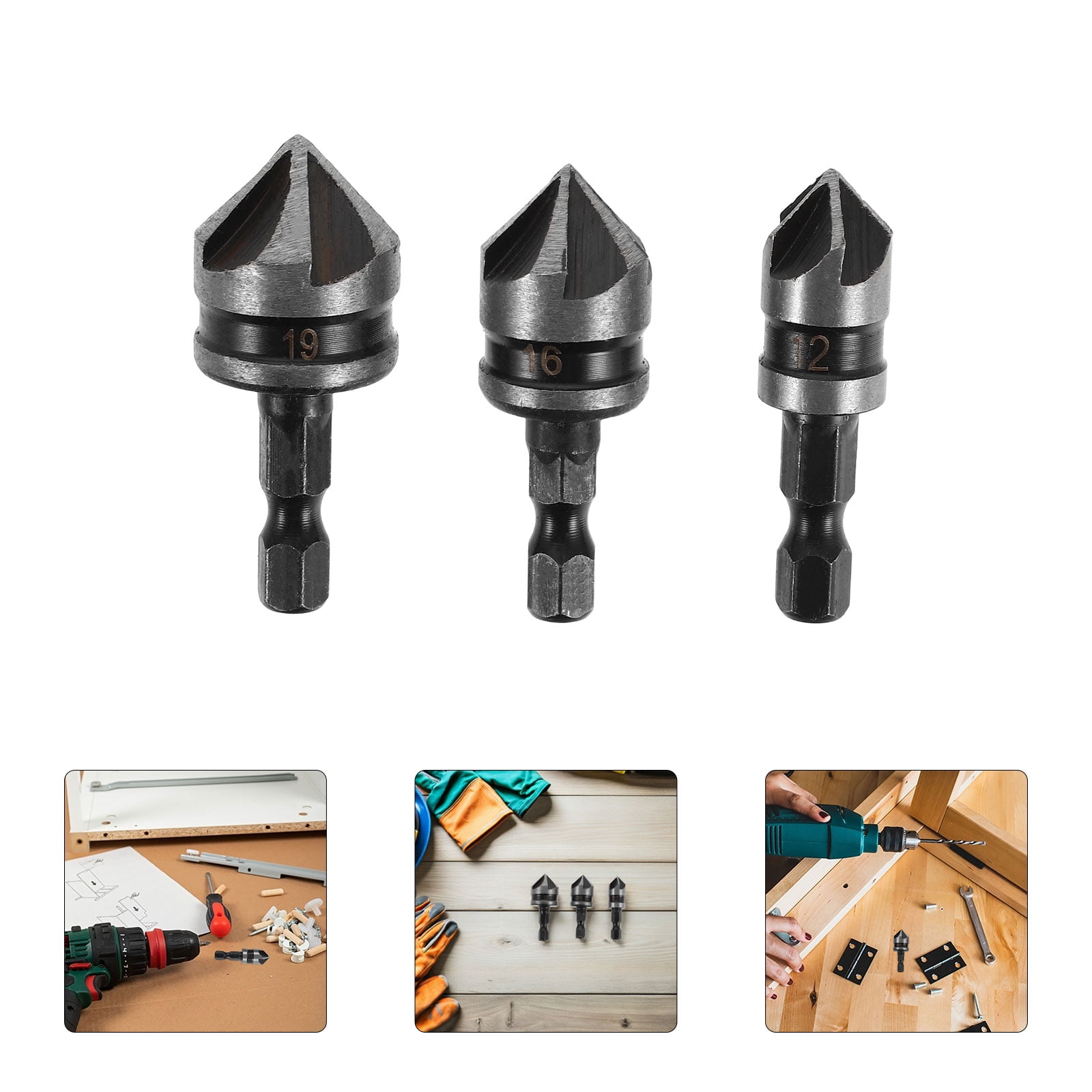 DEEPCRAFF 15Pcs Woodworking Countersink Drill Bit Kit Multi Color with ...