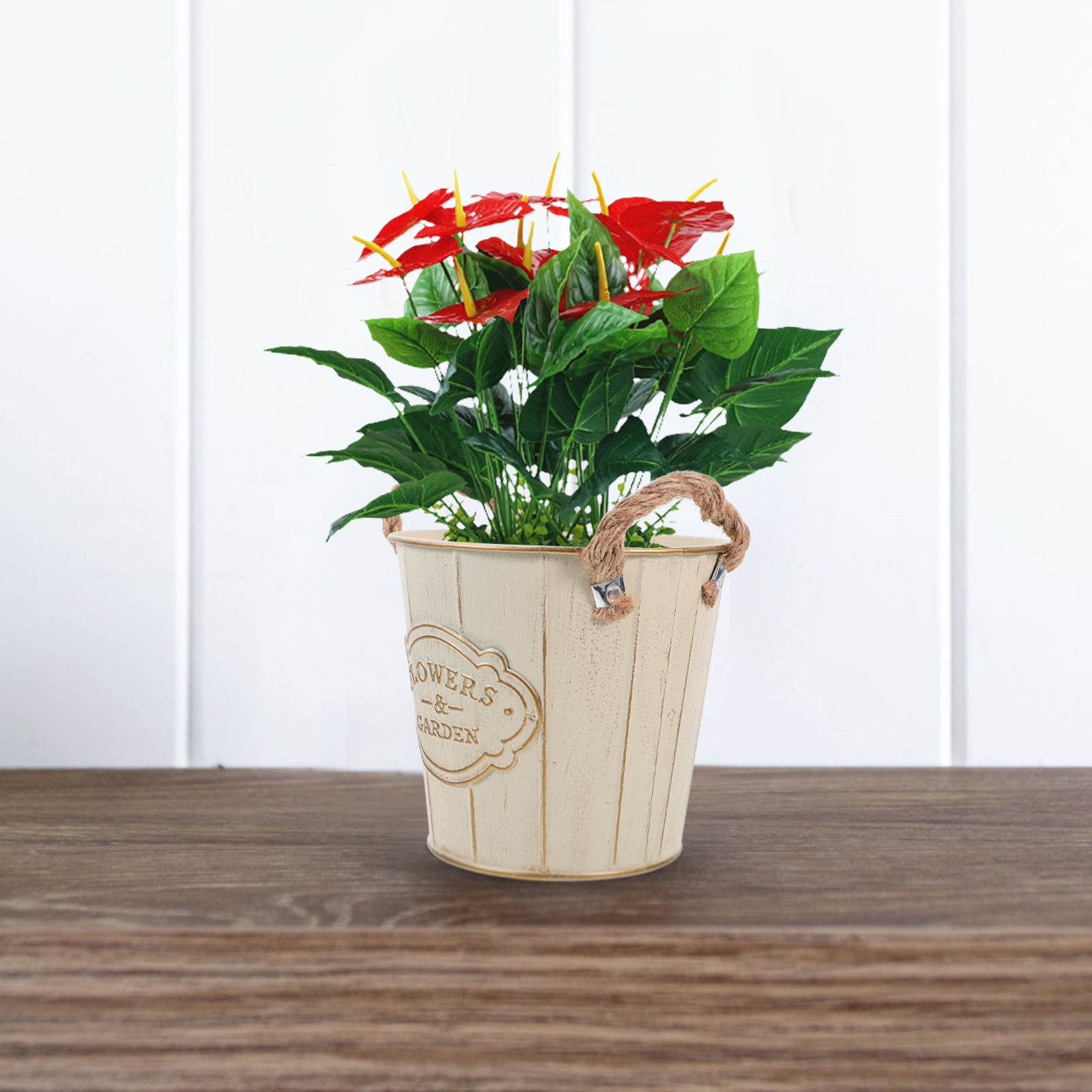 DEEPCRAFF 1Pack Beige Iron Vase for Flower Arrangement with Sturdy ...