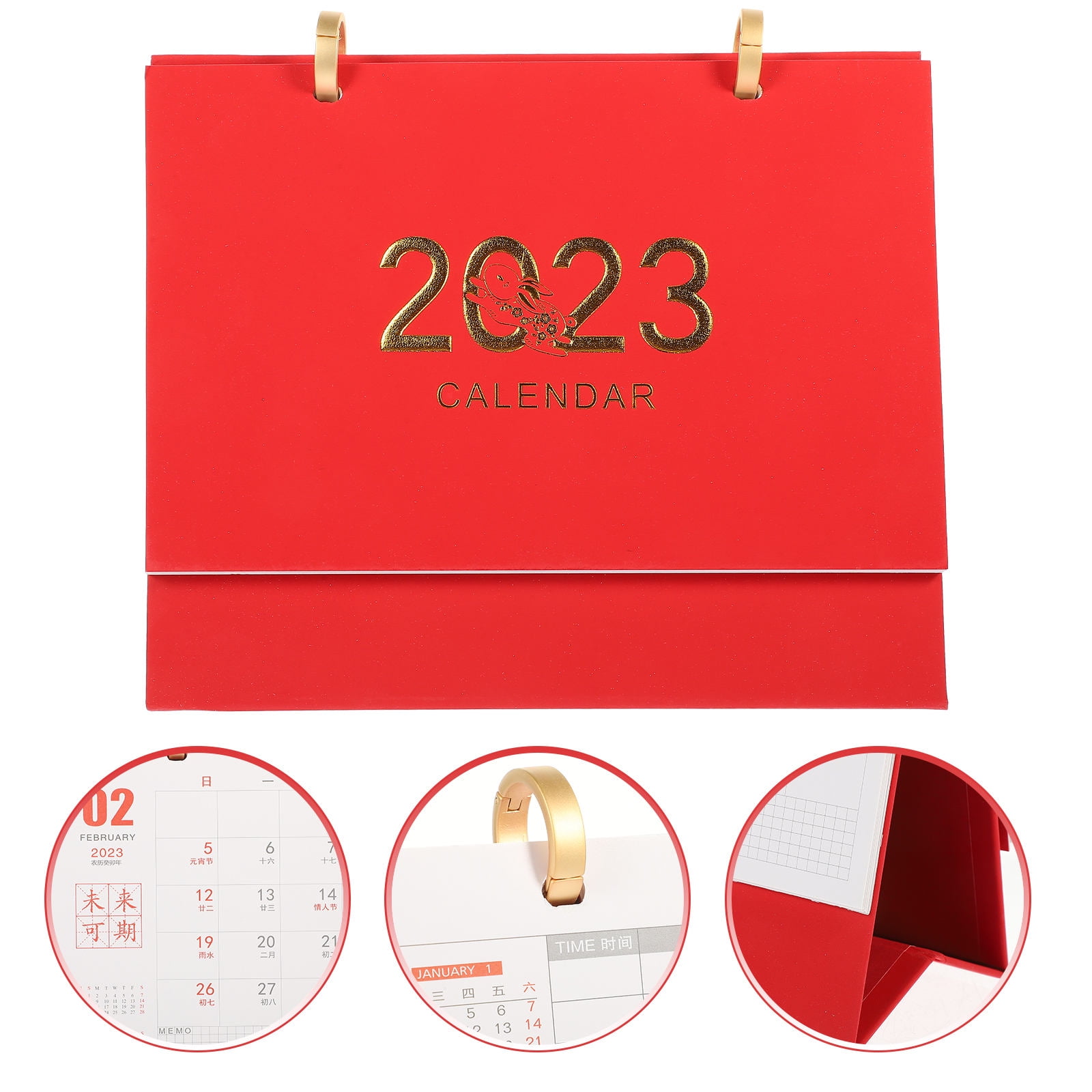 Phenofice Red Monthly Desk Calendar 2023 with Classic Flipped Style for ...