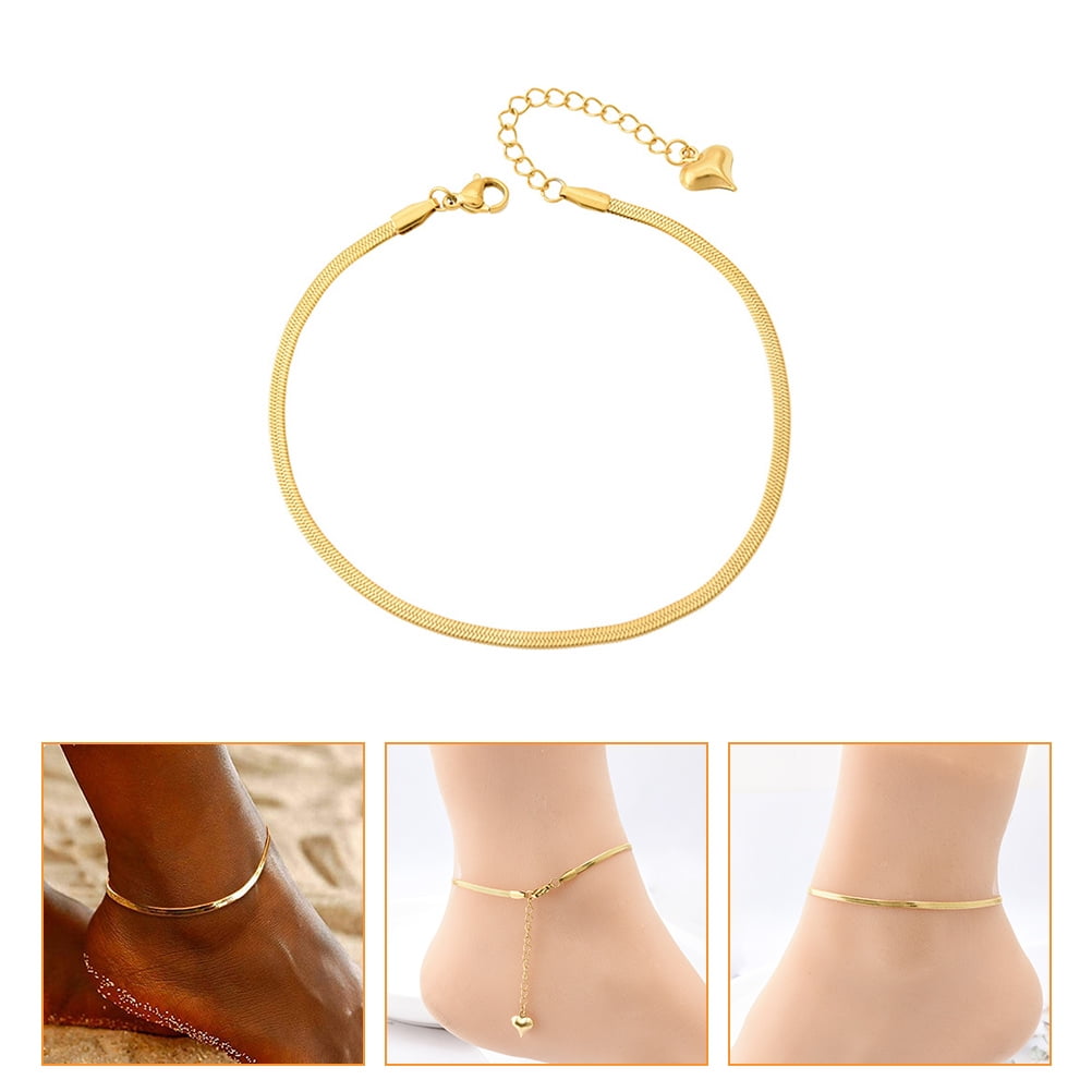 DEEPCRAFF 1Pc Golden Creative Snake Design Anklet Durable Foot Chain ...