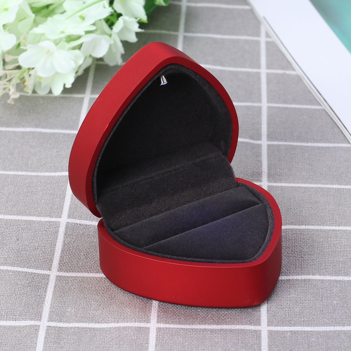 DEEPCRAFF 1Pcs Red Shape Engagement Ring Box With LED Lighting ...