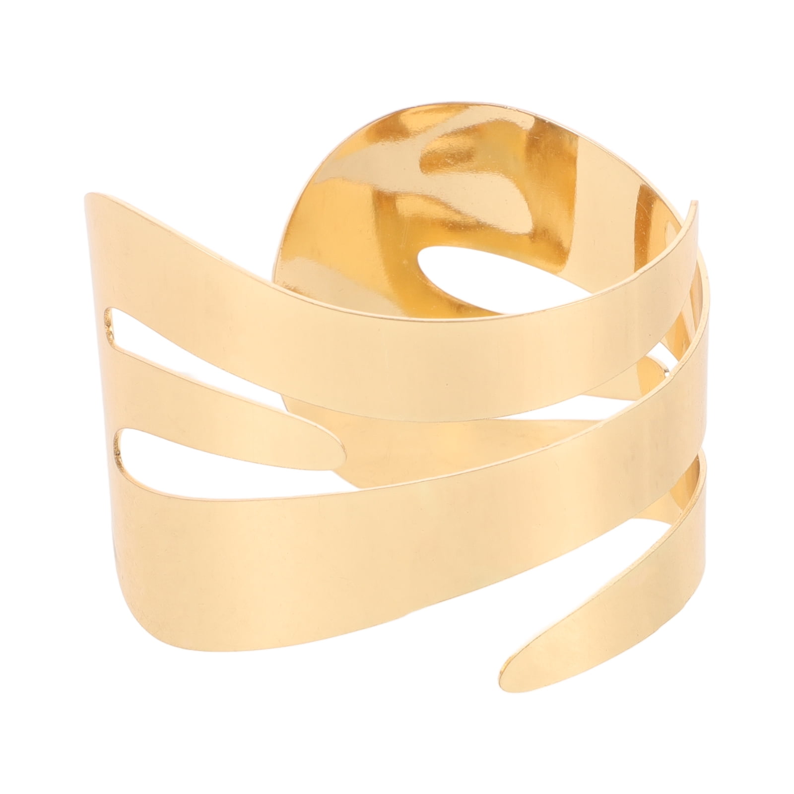 DEEPCRAFF 1Pcs Round Cuff Bracelet Golden Metal Open Design Adjustable ...