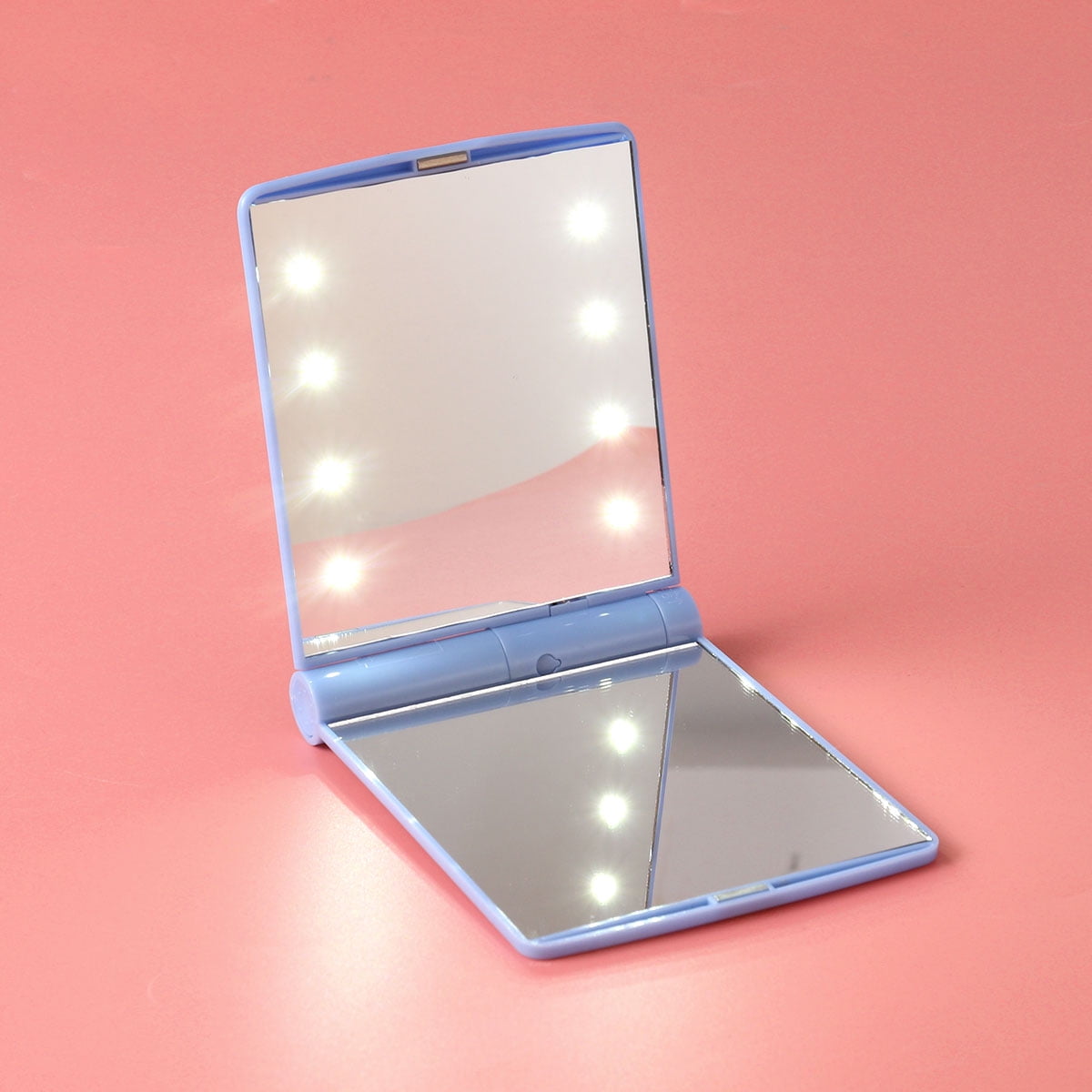 DEEPCRAFF 1Set 10.2x3.1in Blue ABS Plastic Makeup Mirror 8 LED Lights ...