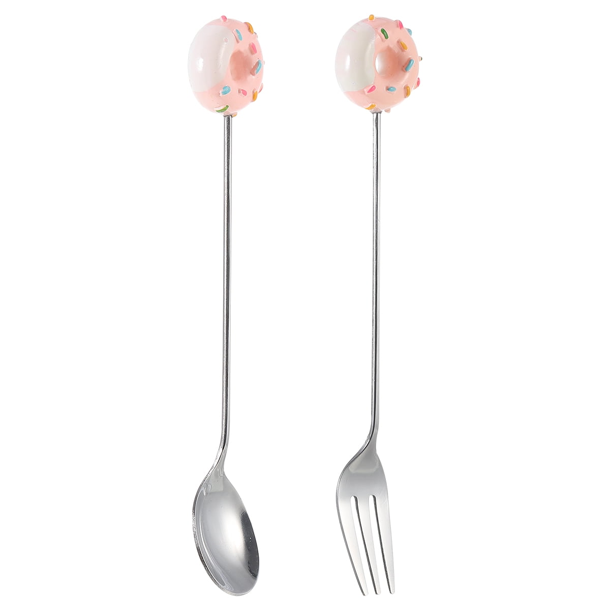 DEEPCRAFF 1Set Pink Stainless Steel Fork Spoon Set Portable For Daily ...