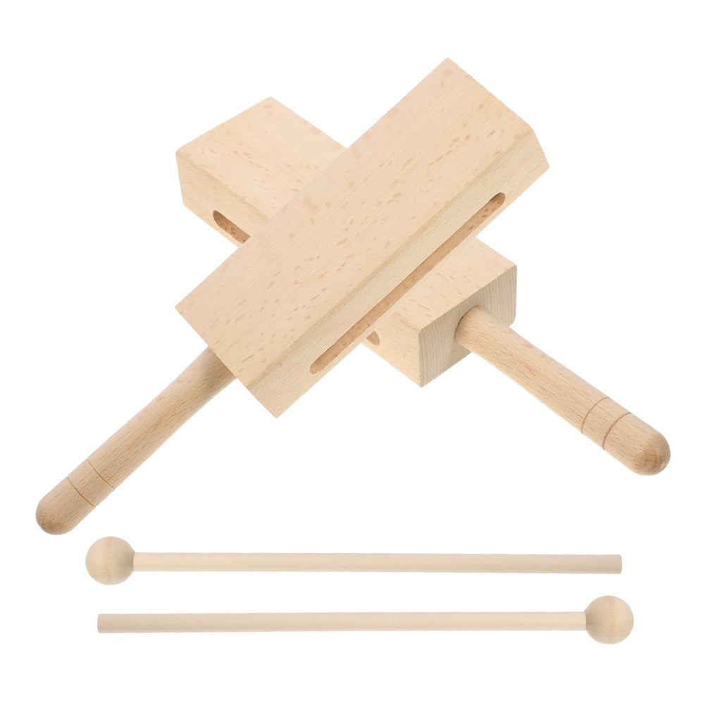 DEEPCRAFF 2 Sets Claves Musical Instrument Khaki Wooden for Small Room ...