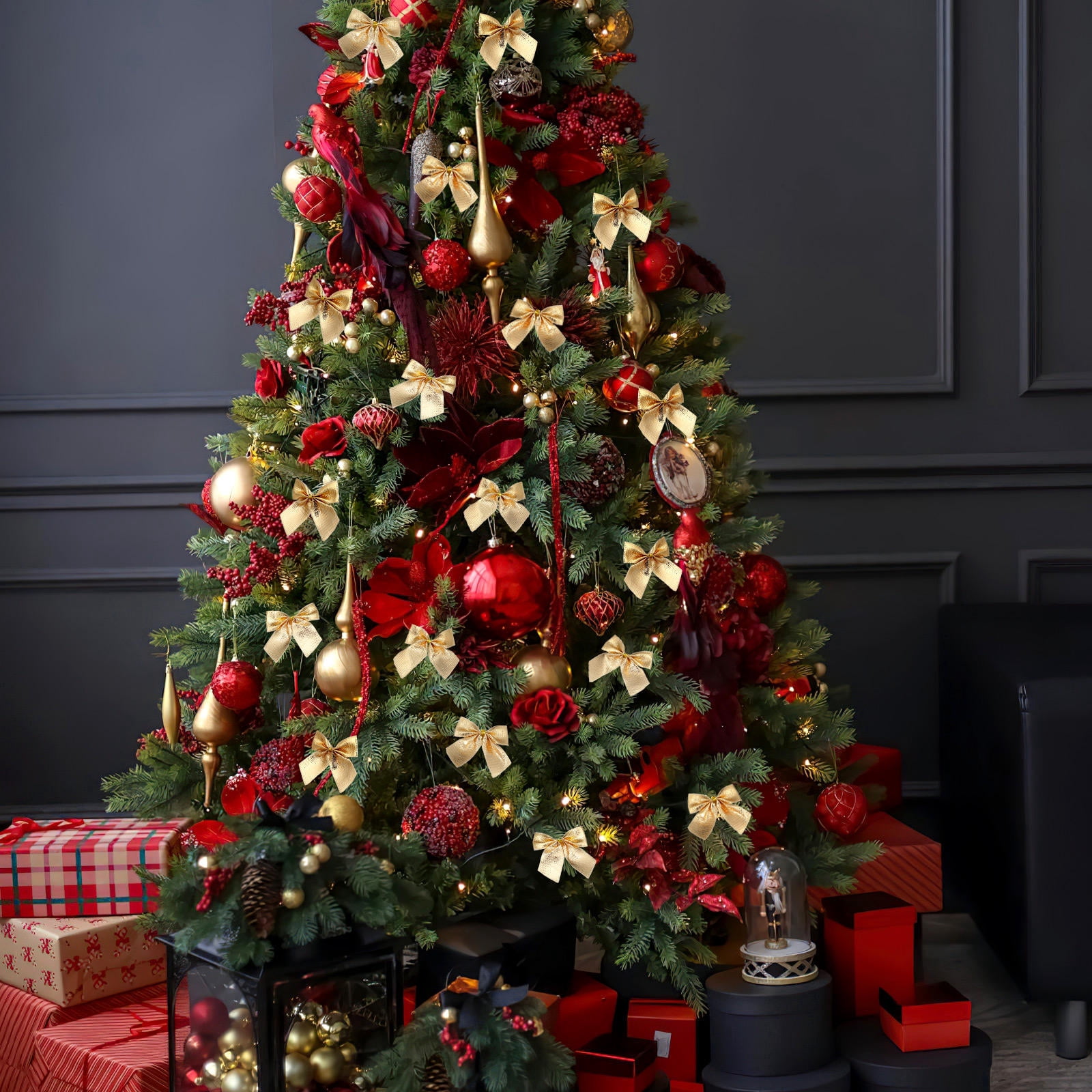 DEEPCRAFF 24Pcs Christmas Ribbon Decorative Glitter Ribbon for Tree ...