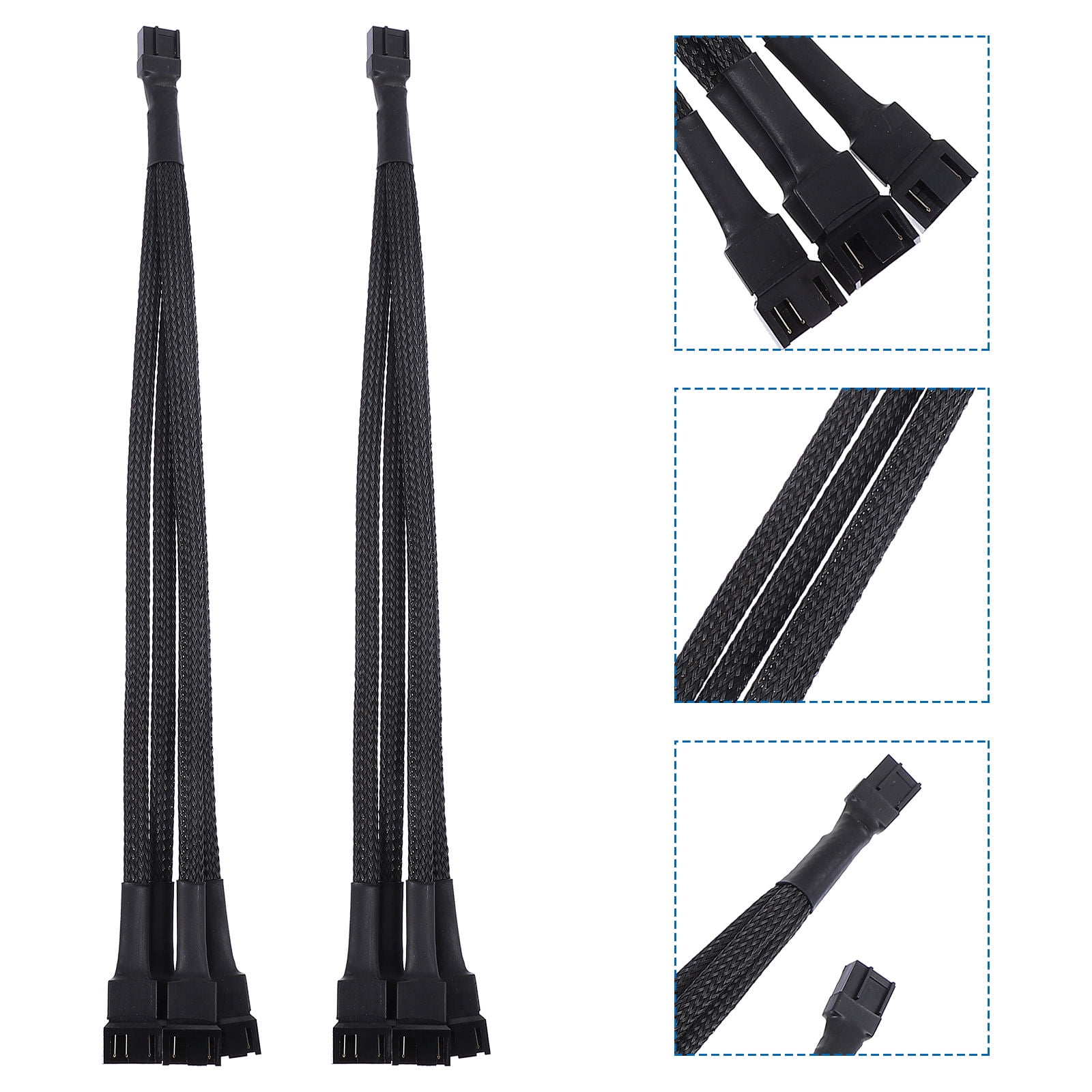 DEEPCRAFF 2PCS Black PC Fan Cable Extension For Tech Enthusiasts And ...