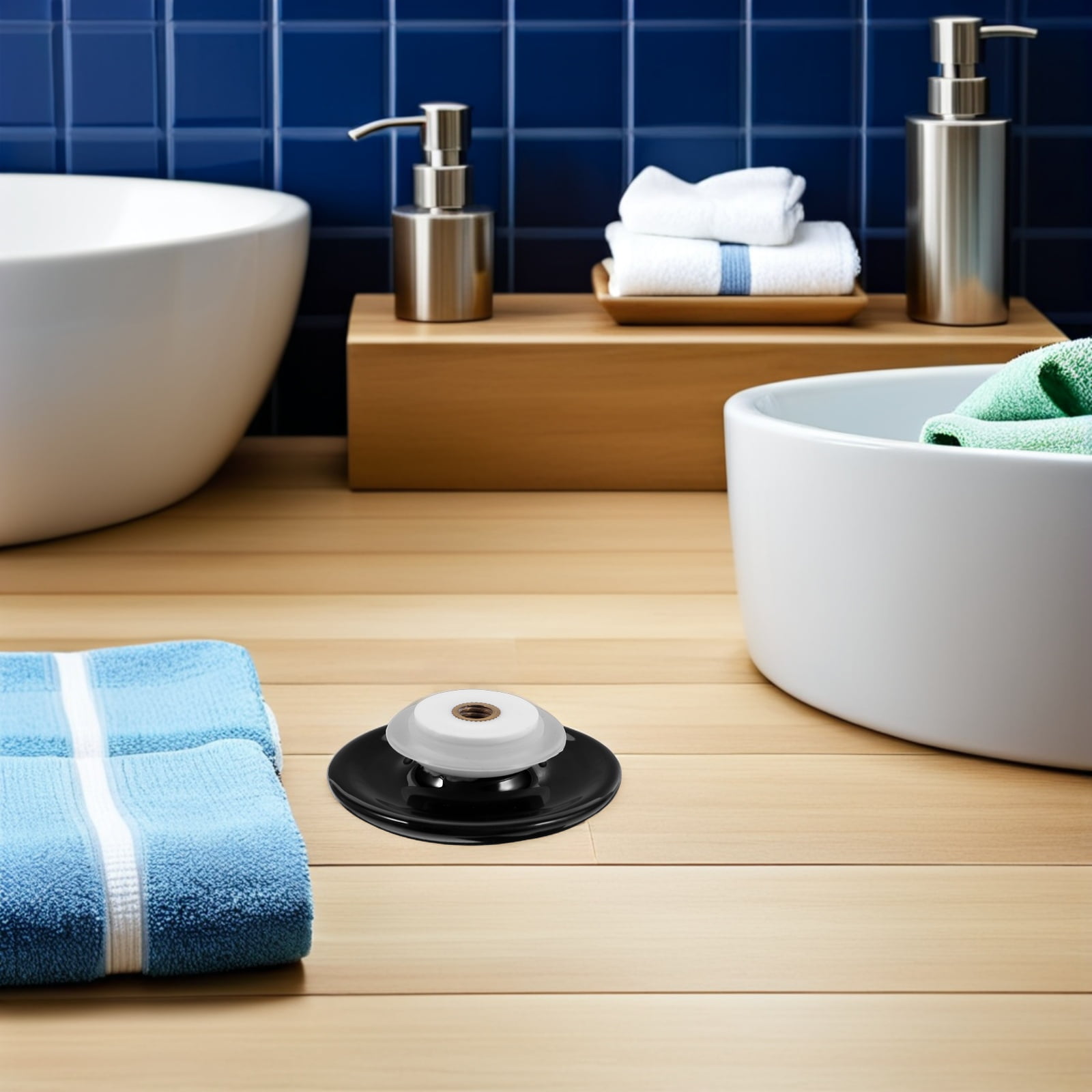 DEEPCRAFF 2Pcs Kitchen Sink Drain Plug Black Silicone Universal Sink ...