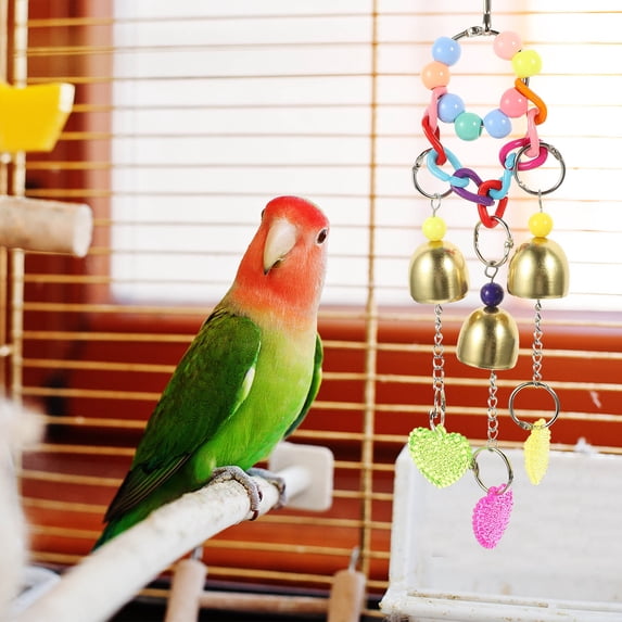 DEEPCRAFF 2Pcs Bird Cage Bell Pendant with Buckle for Parrot Chewing ...