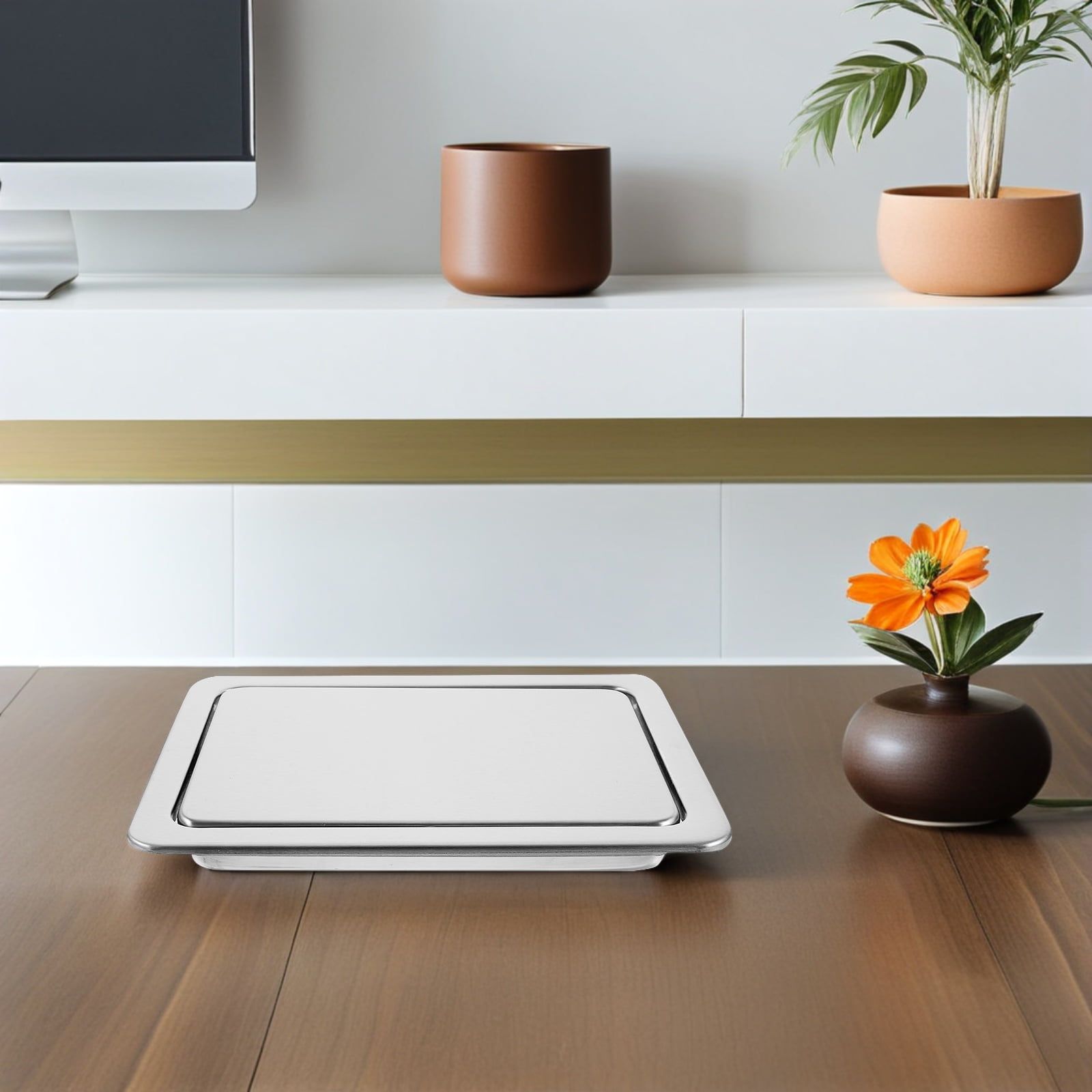 DEEPCRAFF Silver Recessed Counter Top Cover 430 Stainless Steel Quiet ...