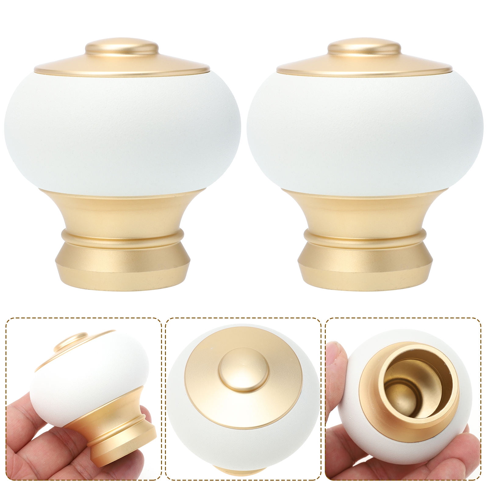 DEEPCRAFF 2Set Ball Curtain Rod Ends Aluminium Alloy Decorative Cap for ...
