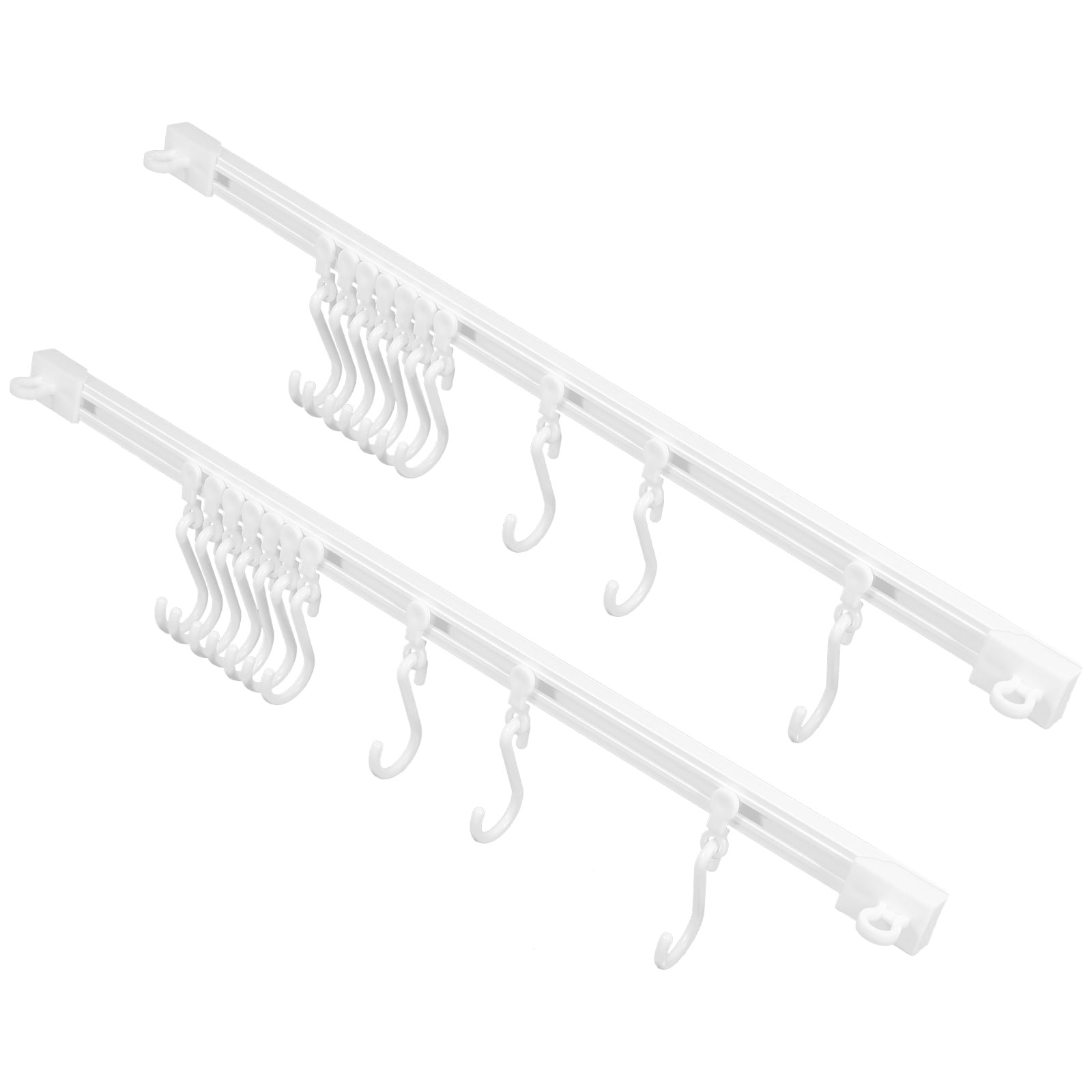 DEEPCRAFF 2Set Hanging Sliding Hook Rack White Plastic For Kitchen ...