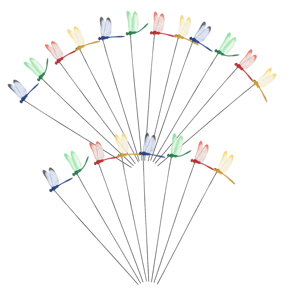 DEEPCRAFF 32Pcs Lifelike Dragonfly Garden Ornaments Flexible Stakes for ...