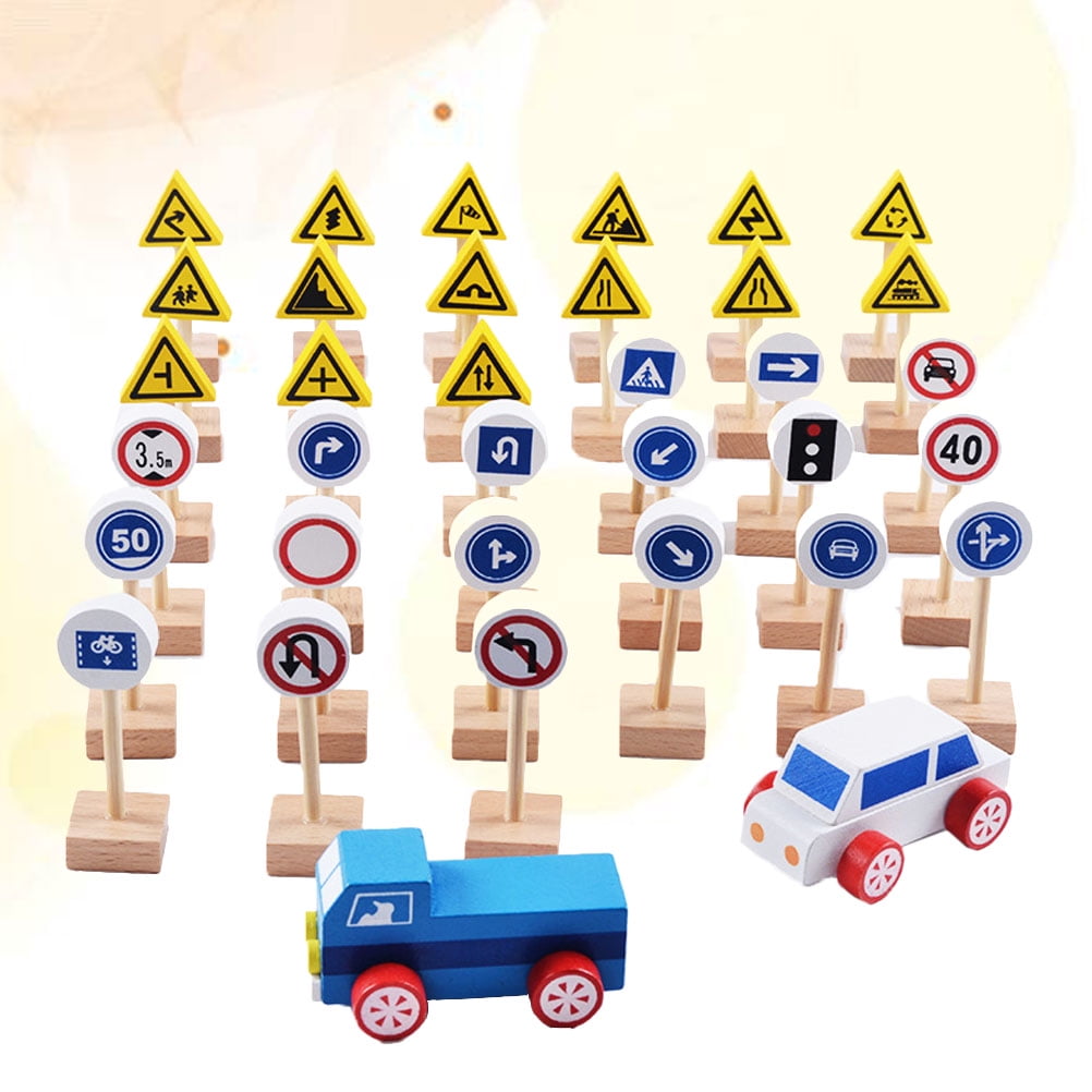 DEEPCRAFF 35Pcs Traffic Signs Playset for Children Traffic Signs Toys ...