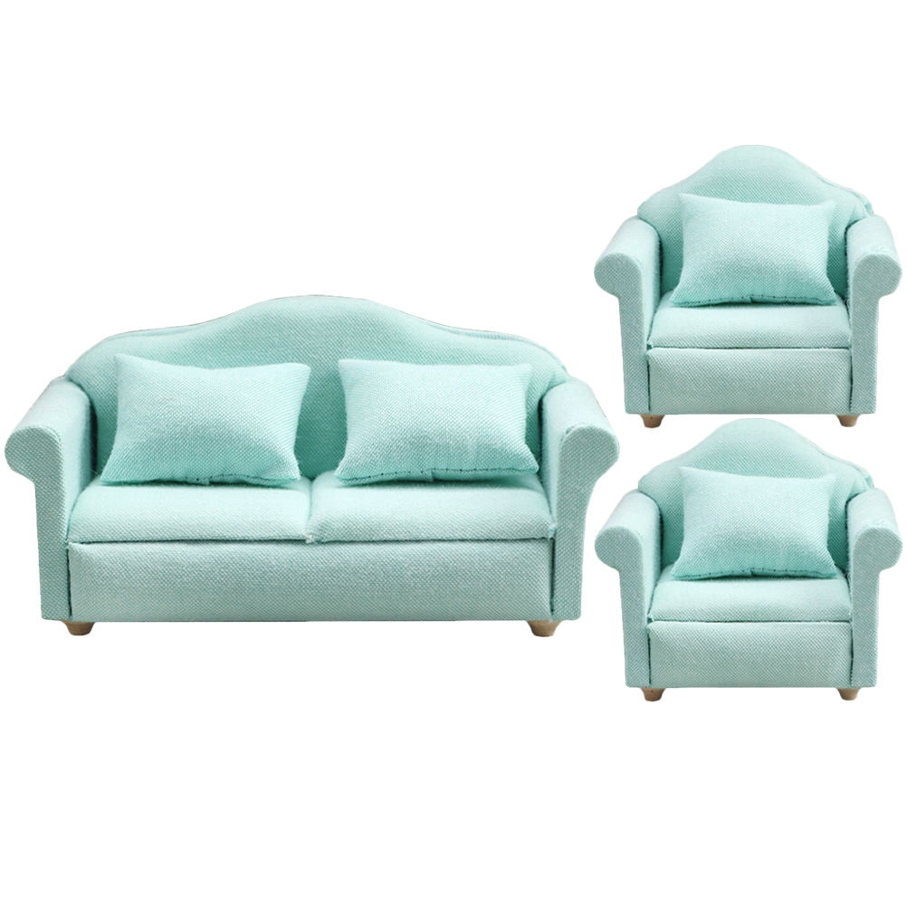 DEEPCRAFF Tiny House Furniture Miniature Sofa Model Photo Prop Green ...