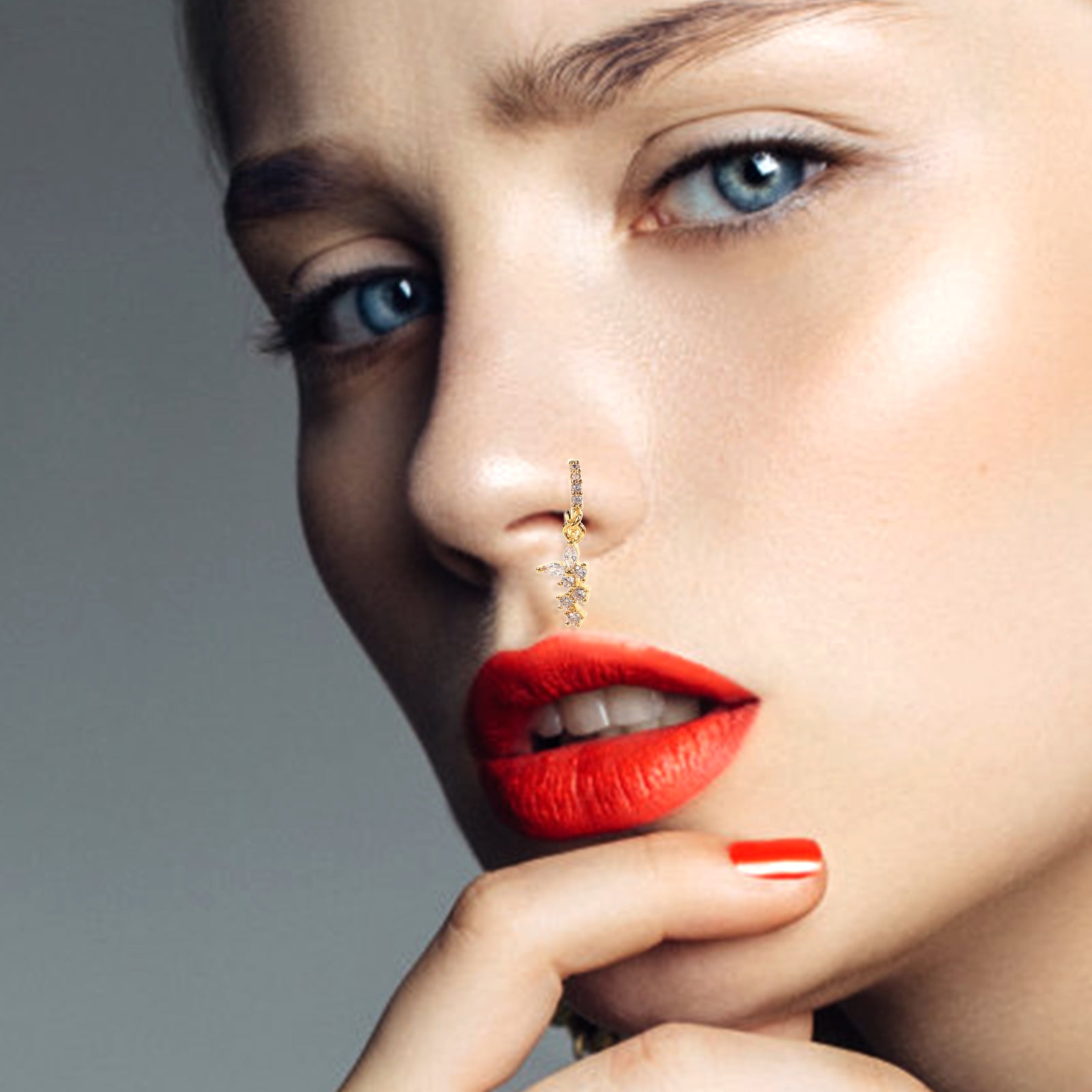 DEEPCRAFF 3Pcs Rhinestone Nose Rings for Women Dangle Design Rust ...