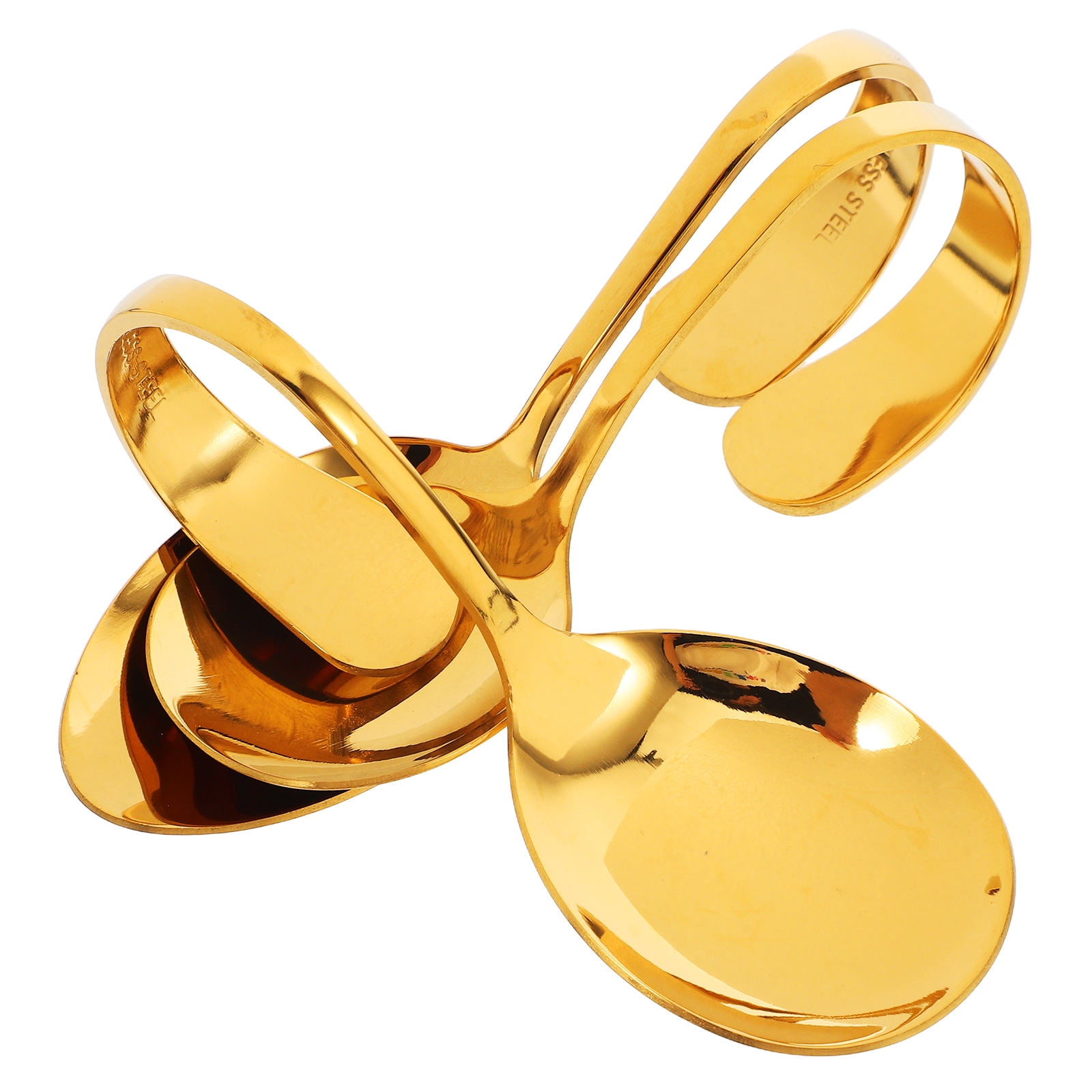 DEEPCRAFF 3Pcs Stainless Steel Dessert Spoon Golden Curved Handle ...