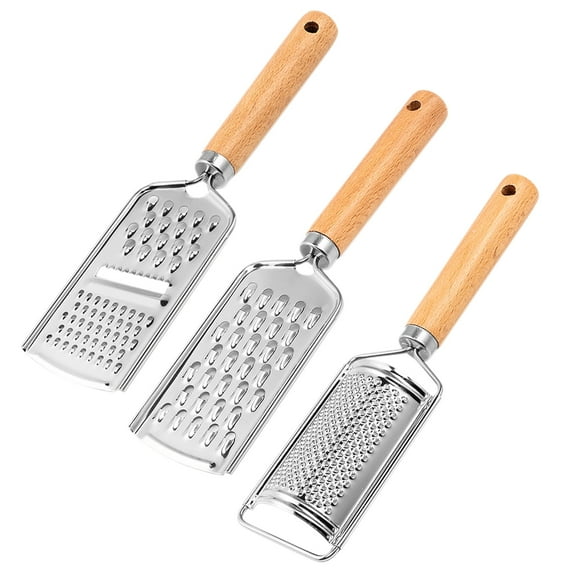 DEEPCRAFF 3Pcs Stainless Steel Graters with Wood Handles Multipurpose ...