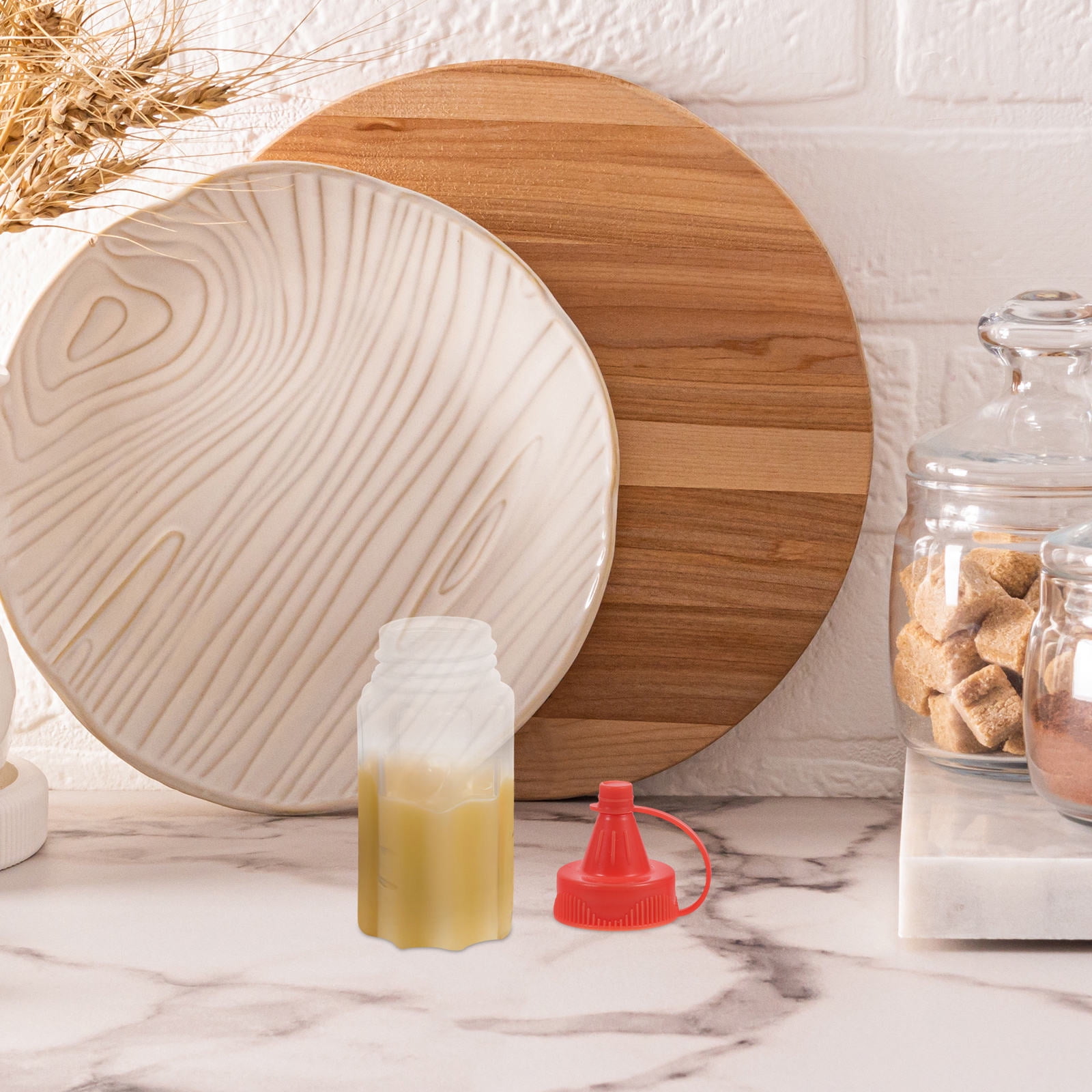 DEEPCRAFF 4 Containers Plastic Condiment Bottles Red Compact Portable ...