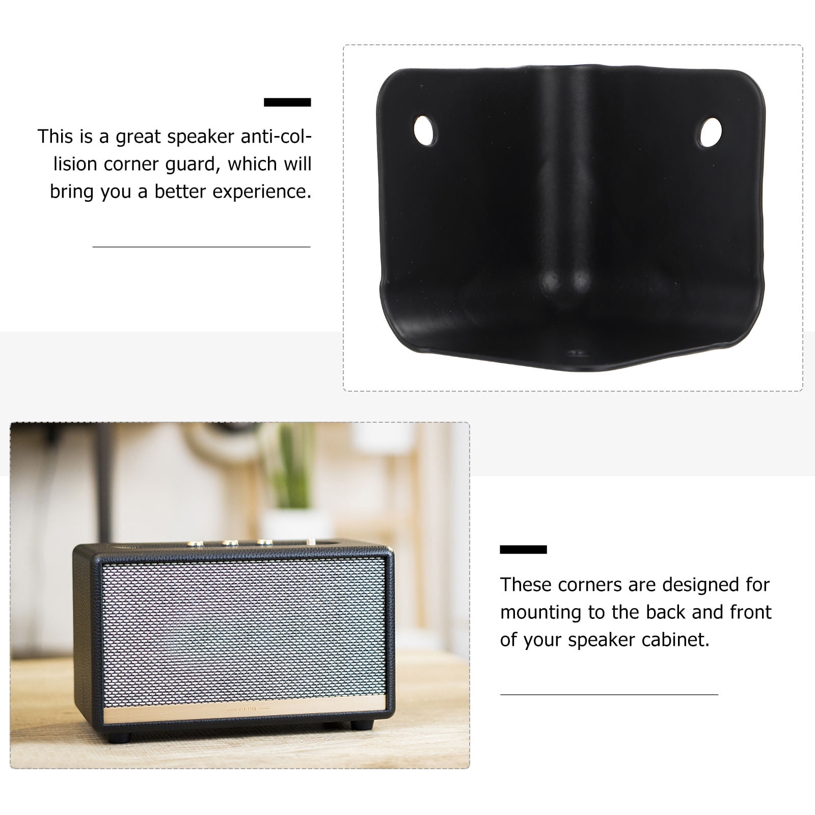 DEEPCRAFF 4Pcs Black Iron Speaker Corner Guards For Cabinet Shock ...