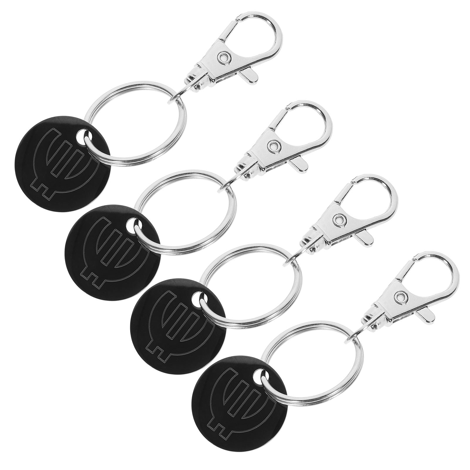 DEEPCRAFF 4Pcs Metal Trolley Token Keyrings Black for General Users in ...