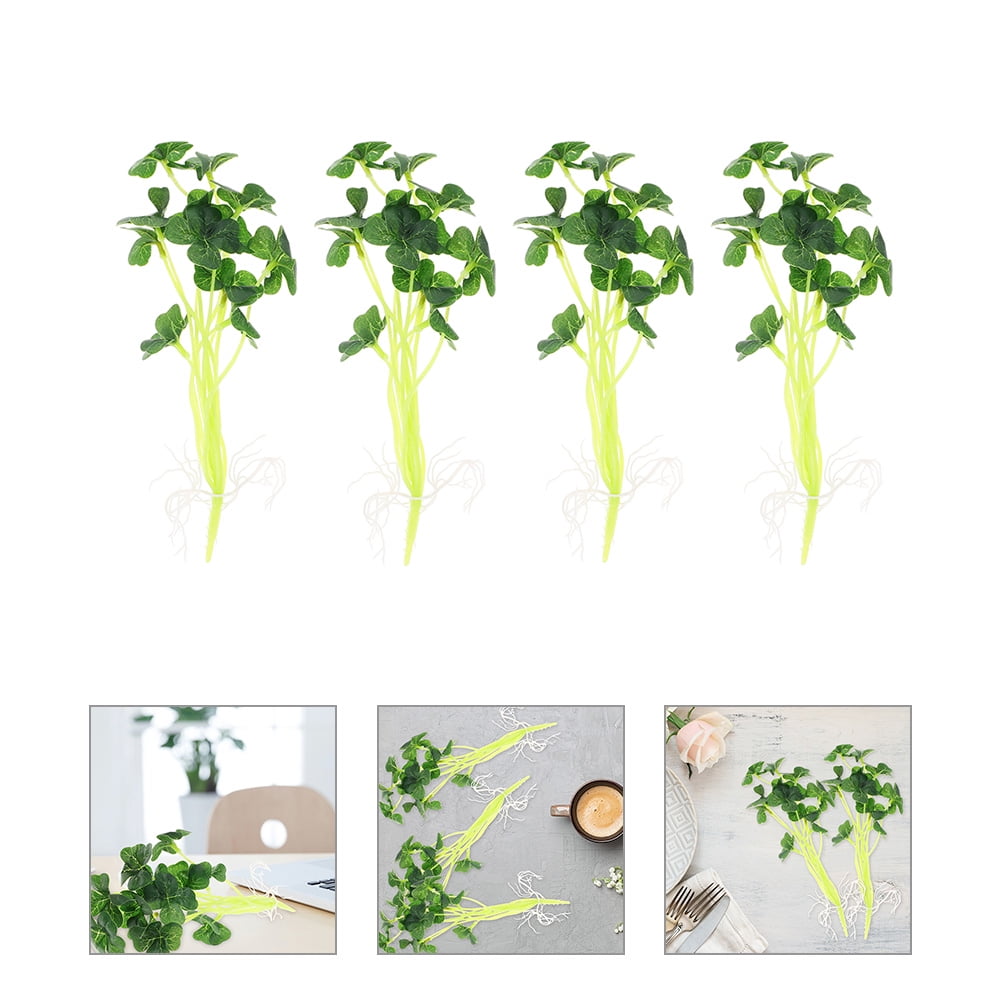 DEEPCRAFF 4Pcs Artificial Green Plant Leaves Stems in Light Green for ...