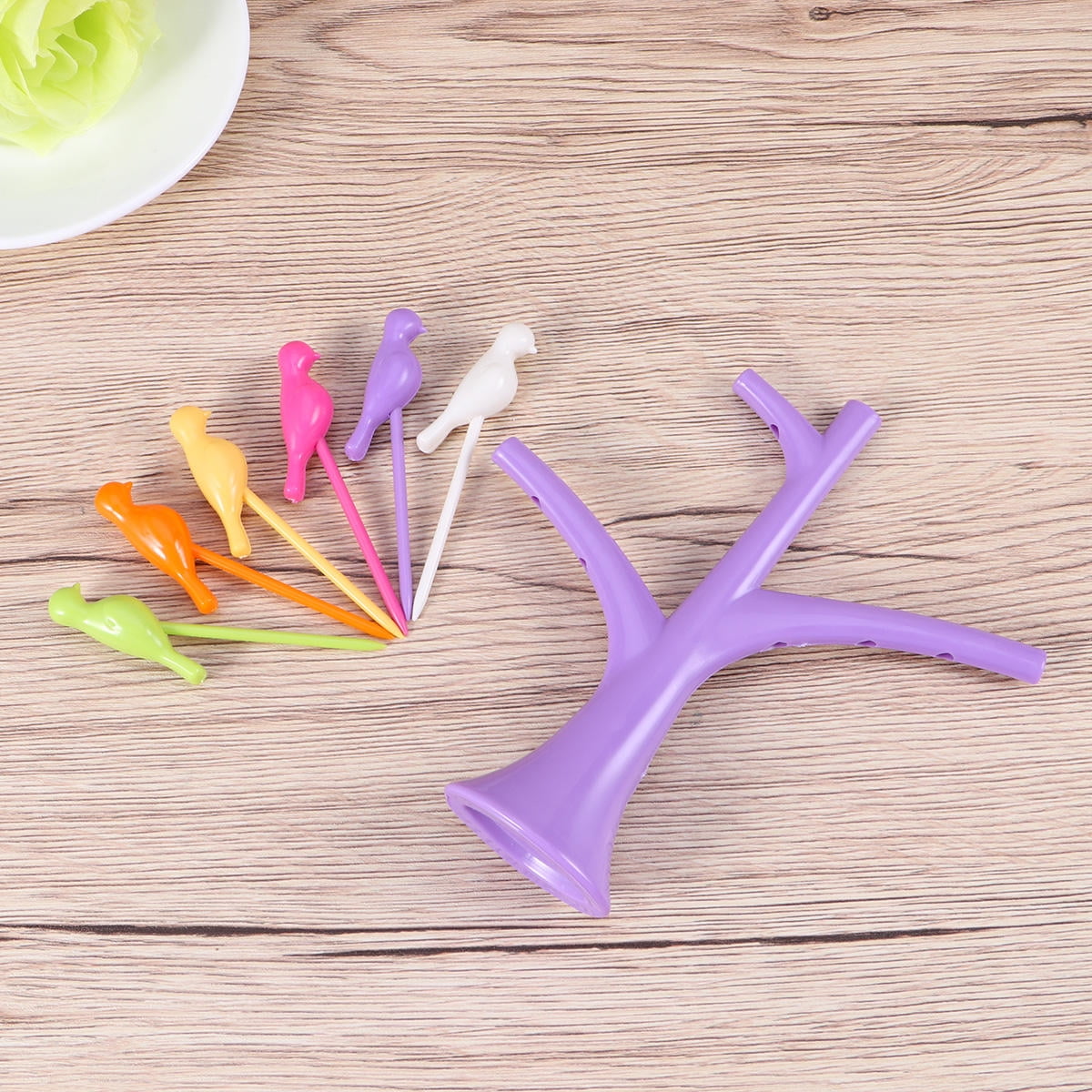 DEEPCRAFF 6 PCS Party Toothpick Bird Fruit Fork Shaped Forks Tree ...