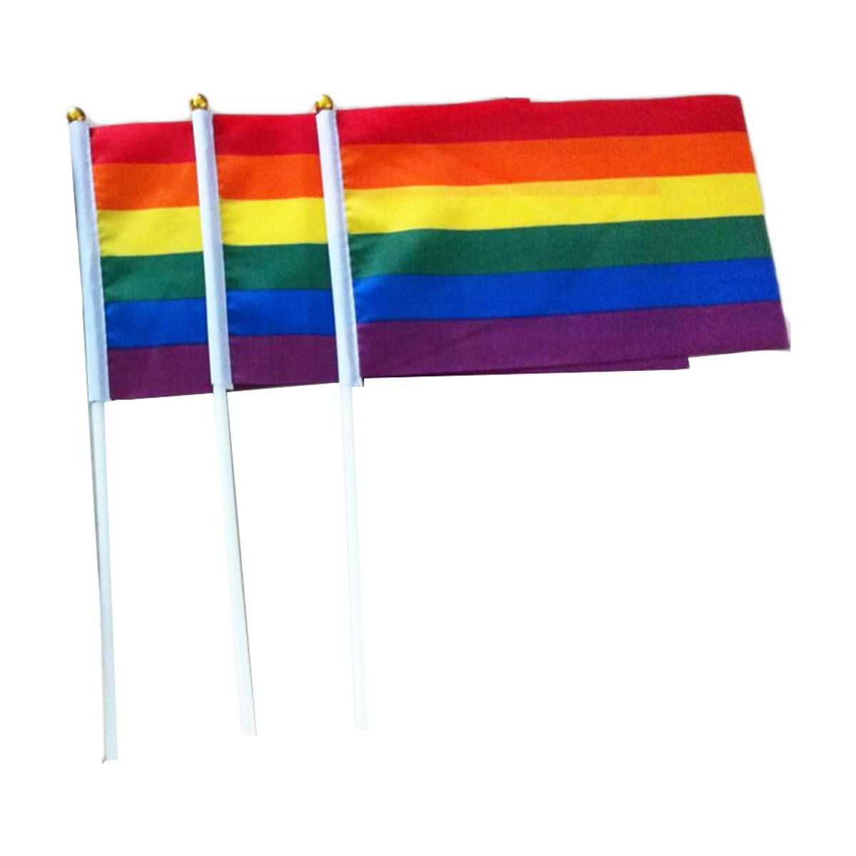 DEEPCRAFF 60Pcs Rainbow Hand Held Flags on Sticks for Pride Parade ...