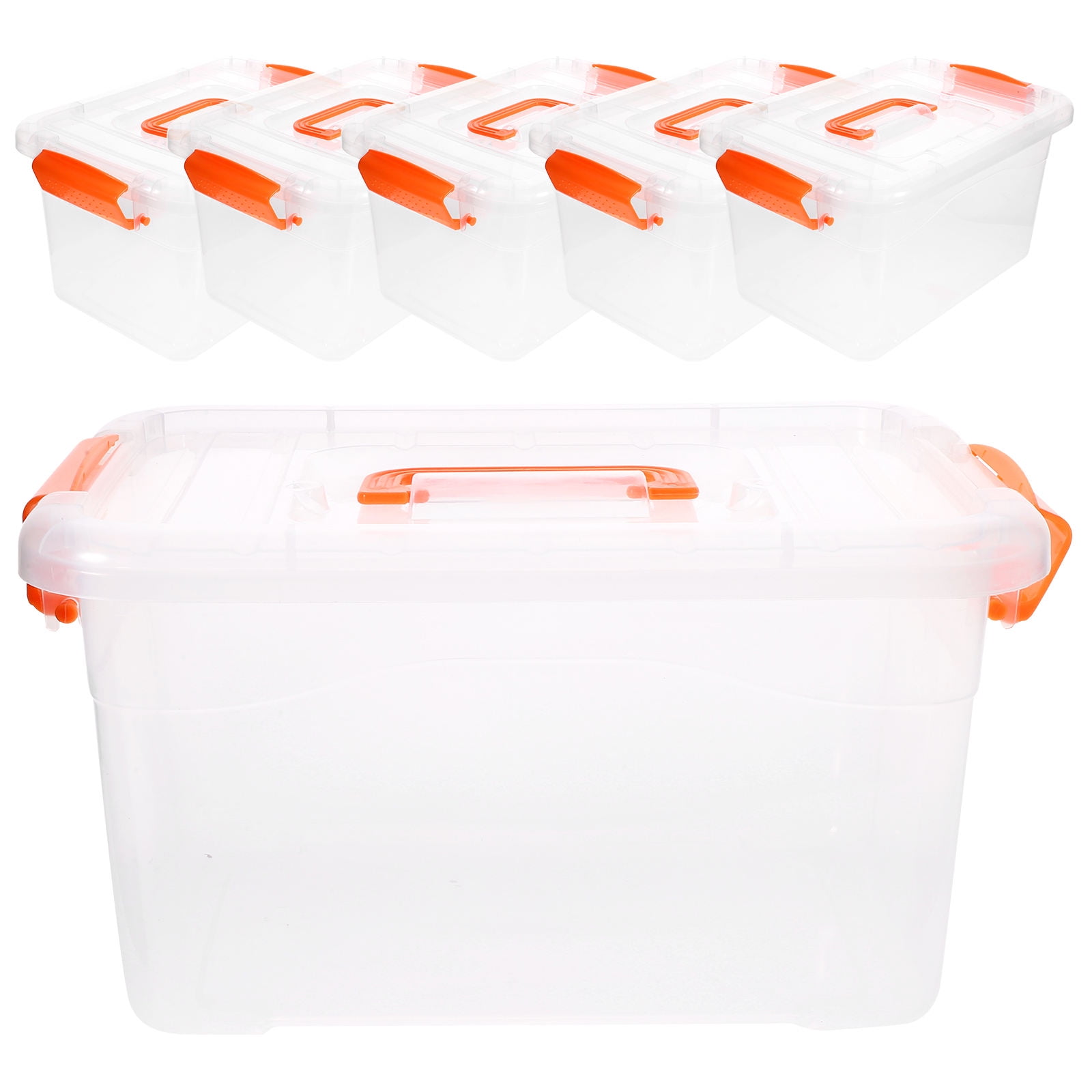 DEEPCRAFF 6Set Transparent Orange Rectangular Storage Boxes With Lid ...