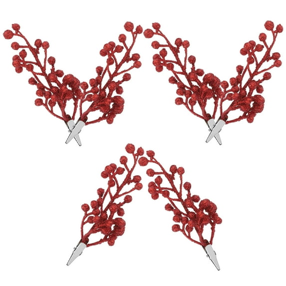 DEEPCRAFF 6-Pack Red Berry Stems Foam Christmas Tree Decorations for ...
