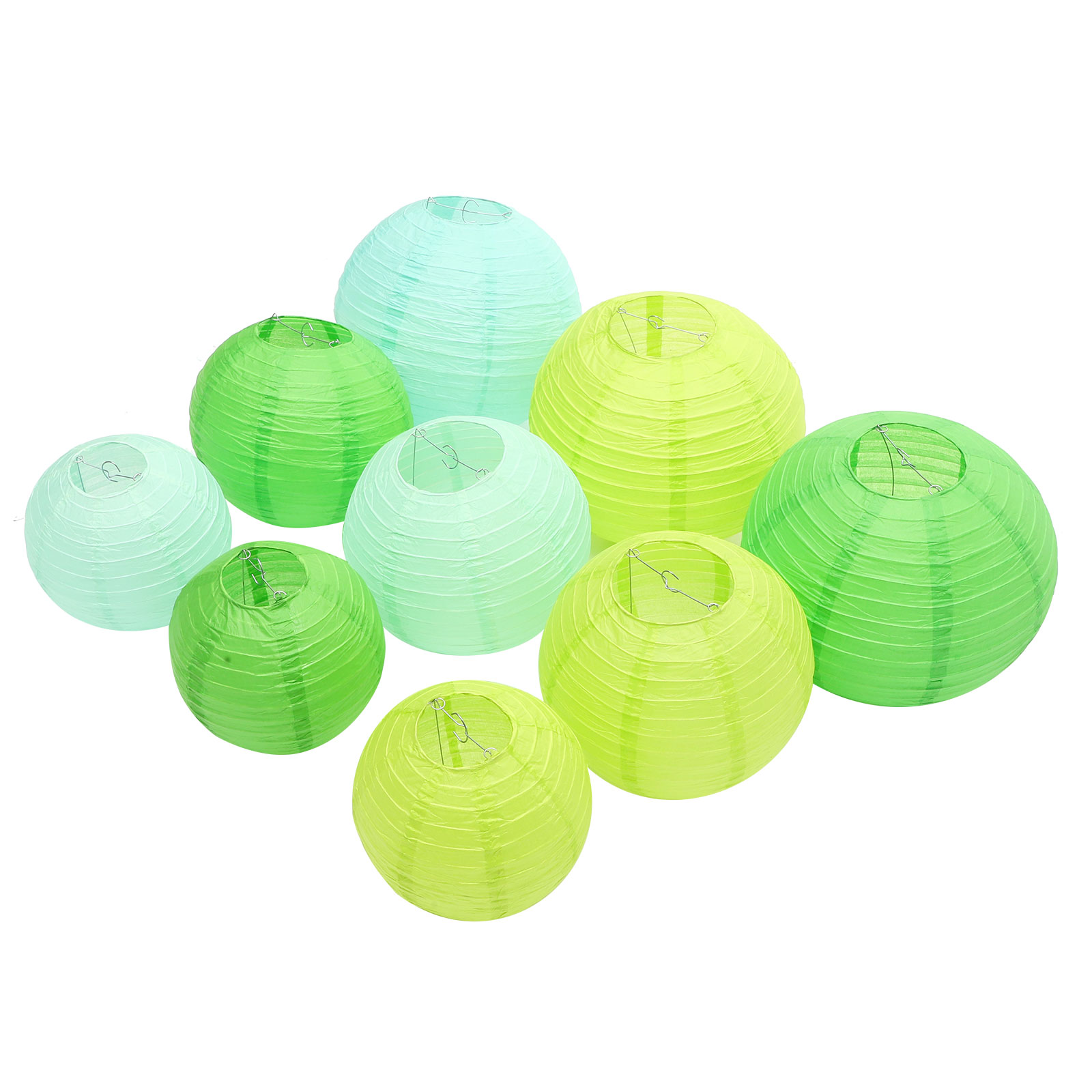 DEEPCRAFF 9Pcs Paper Lanterns Light Green 20x20x20cm Iron Wire For ...