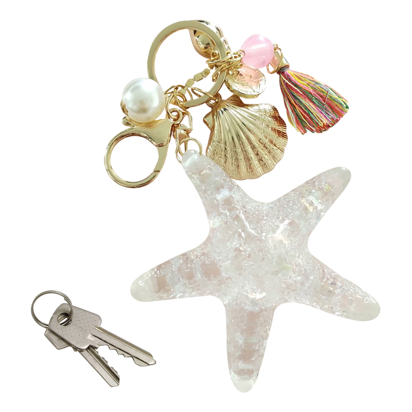 DEEPCRAFF Assorted Color Shell Tassel Key Chain Pendant with Stylish ...