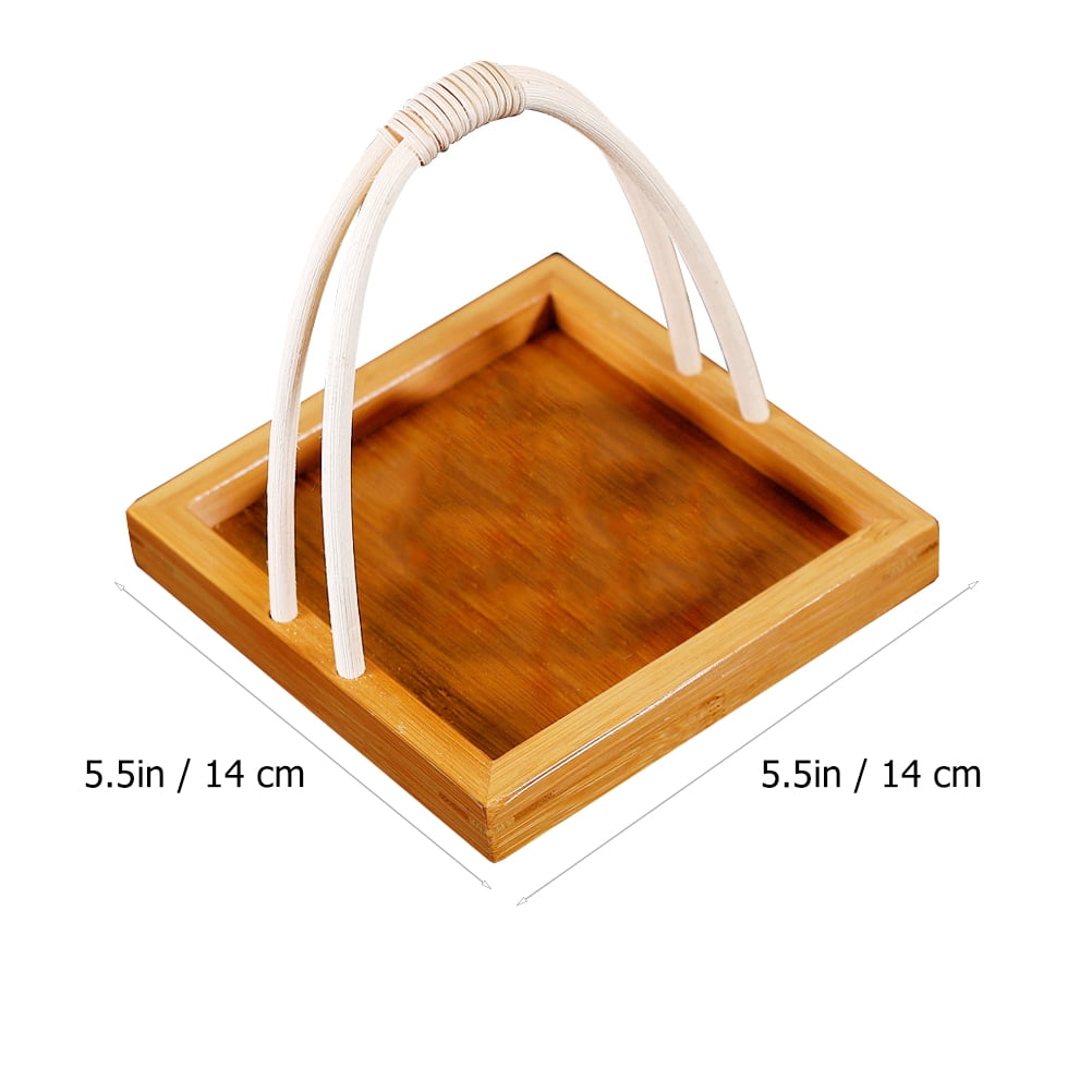 DEEPCRAFF Bamboo Dishes Rectangular with Handle for Restaurants 1Set ...