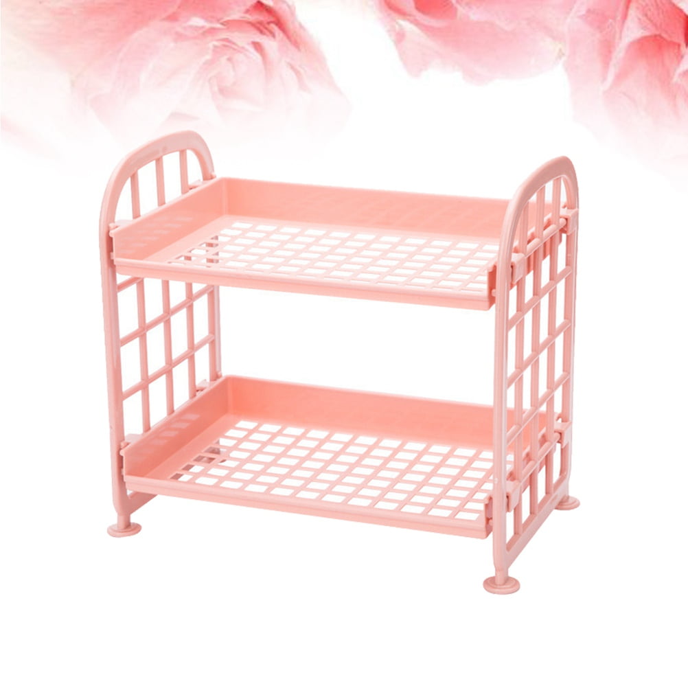 DEEPCRAFF Bathroom Organizer for Counter 1Set Pink Plastic Storage Rack ...