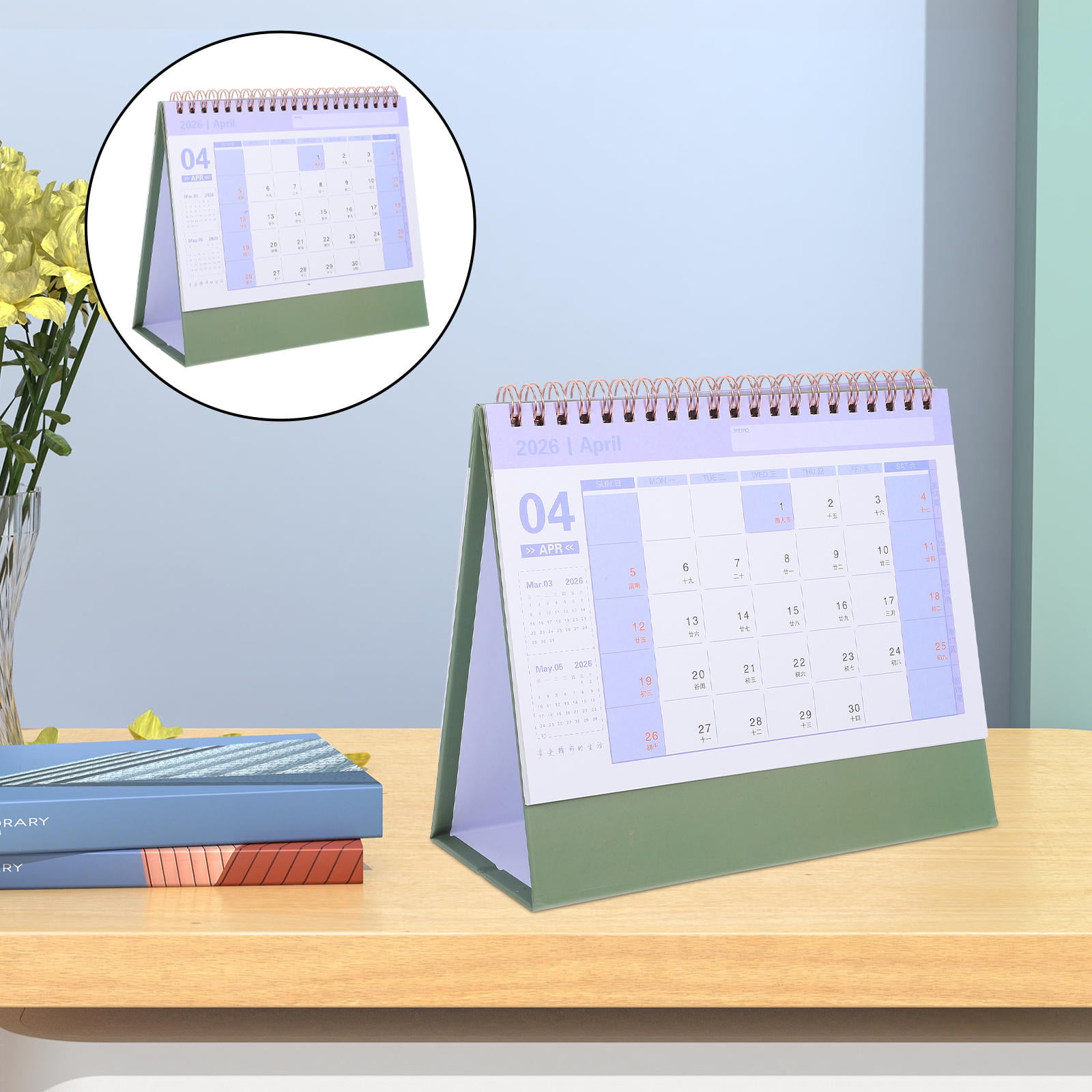 DEEPCRAFF Chinese Daily Calendar 2026 Table Calendar Olive for ...