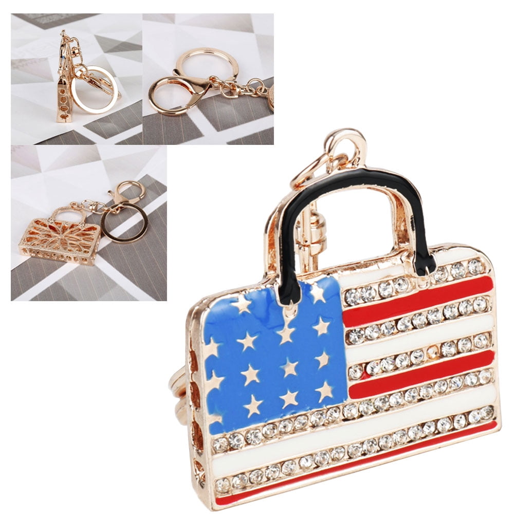 DEEPCRAFF Rhinestone Keychain with Pendant, Stylish Bag, Cell Phone ...