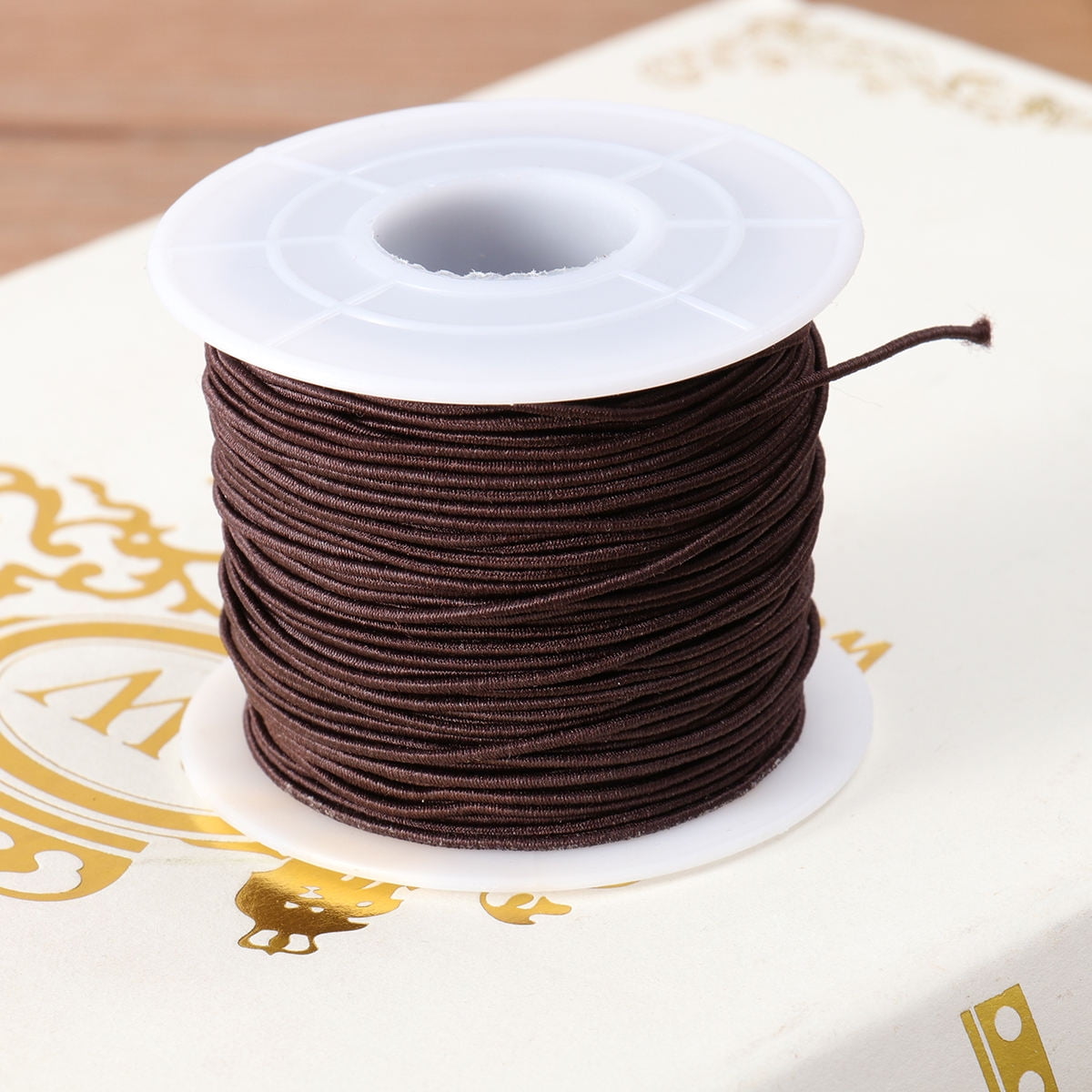 DEEPCRAFF Elastic String for DIY 1 Roll 50m x 1.2mm Coffee Rubber ...