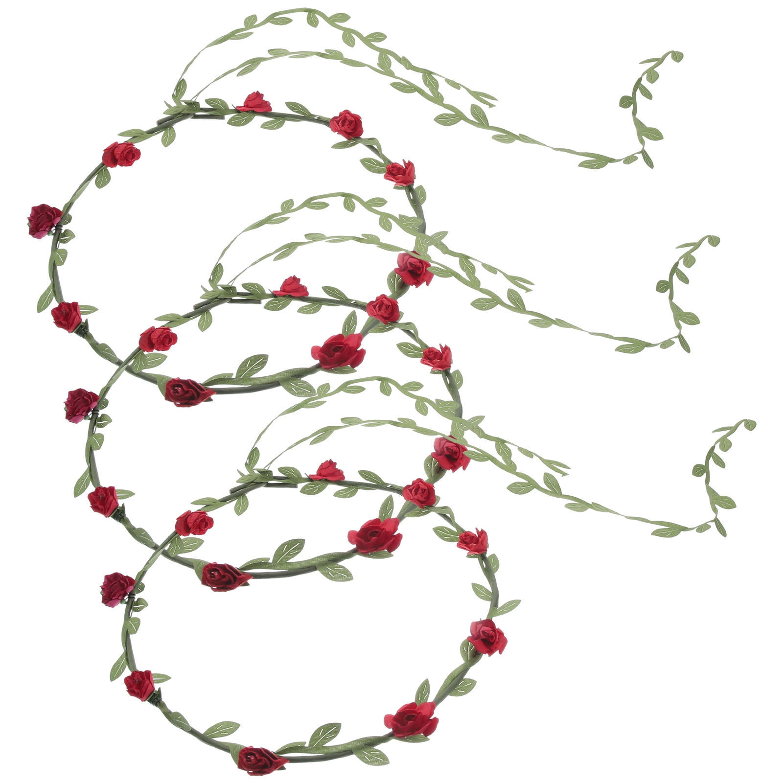 DEEPCRAFF Flower Headwear 3Pcs Red Floral Crown Wreath Headbands ...