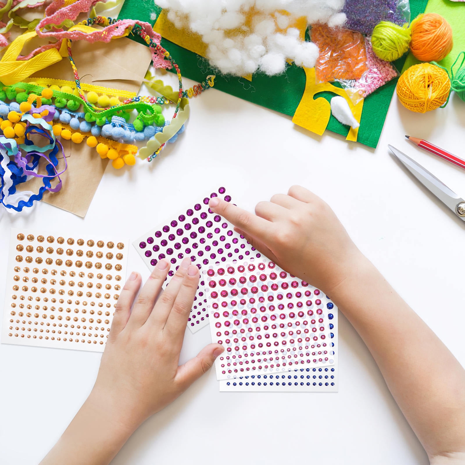 DEEPCRAFF Self Adhesive Acrylic Rhinestone Sticker Sheet with Tweezers ...